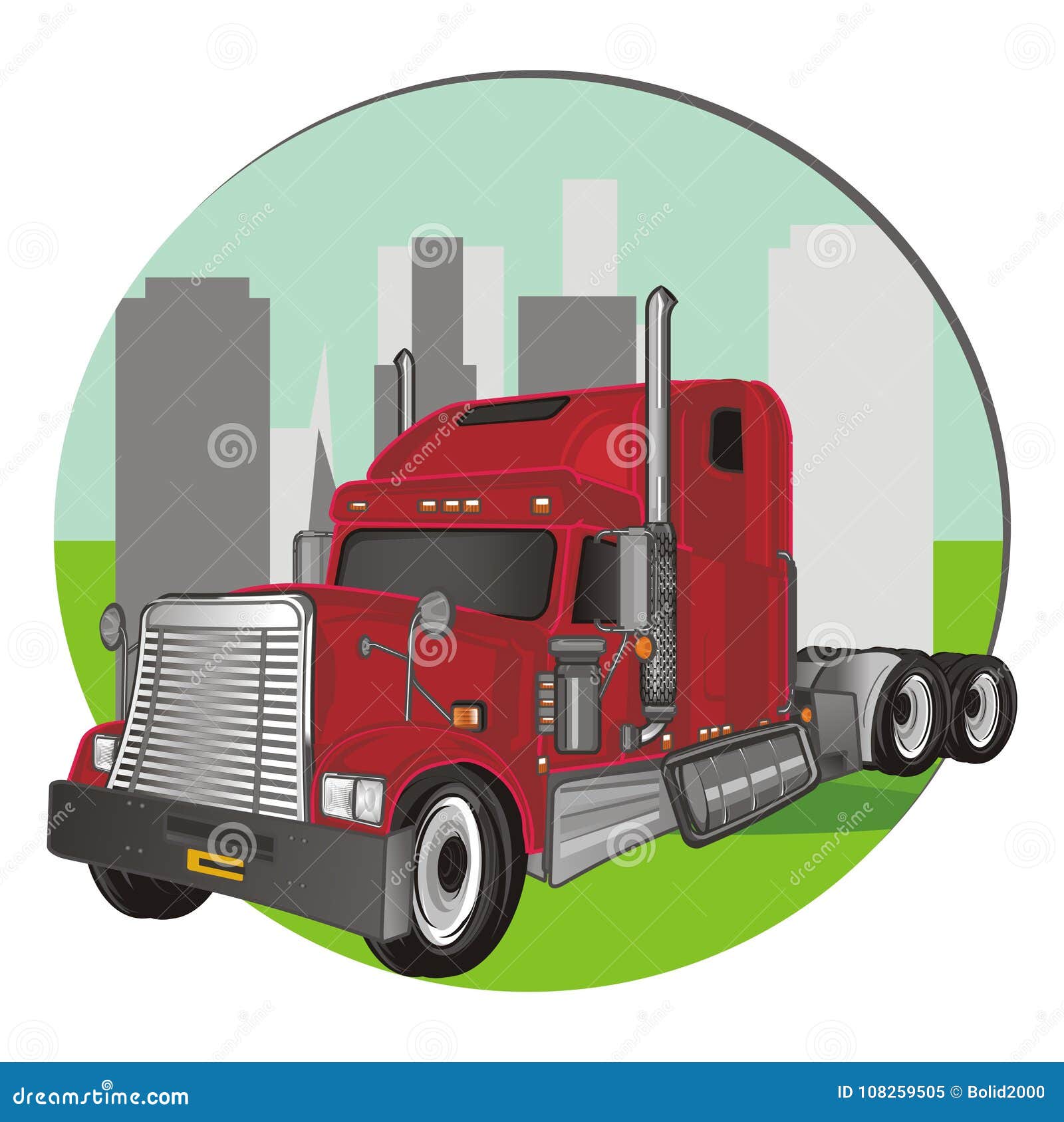 Trailer and city stock illustration. Illustration of movement - 108259505