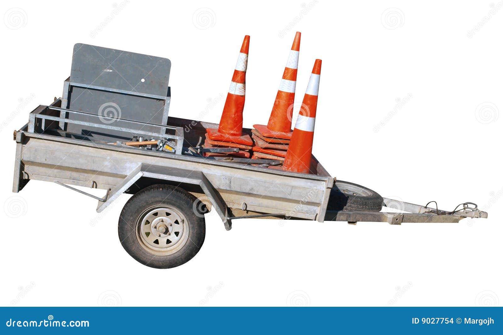 Trailer with Cones stock photo. Image of path, cone, industrial - 9027754