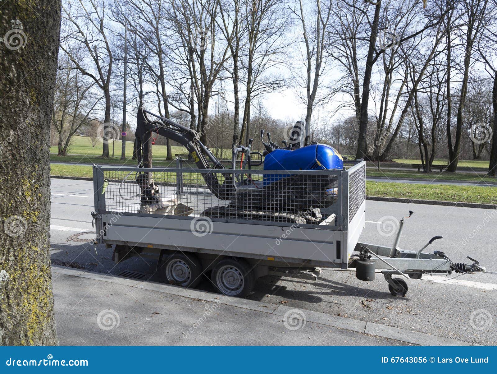 Trailer and digger stock photo. Image of industry, excavator - 67643056