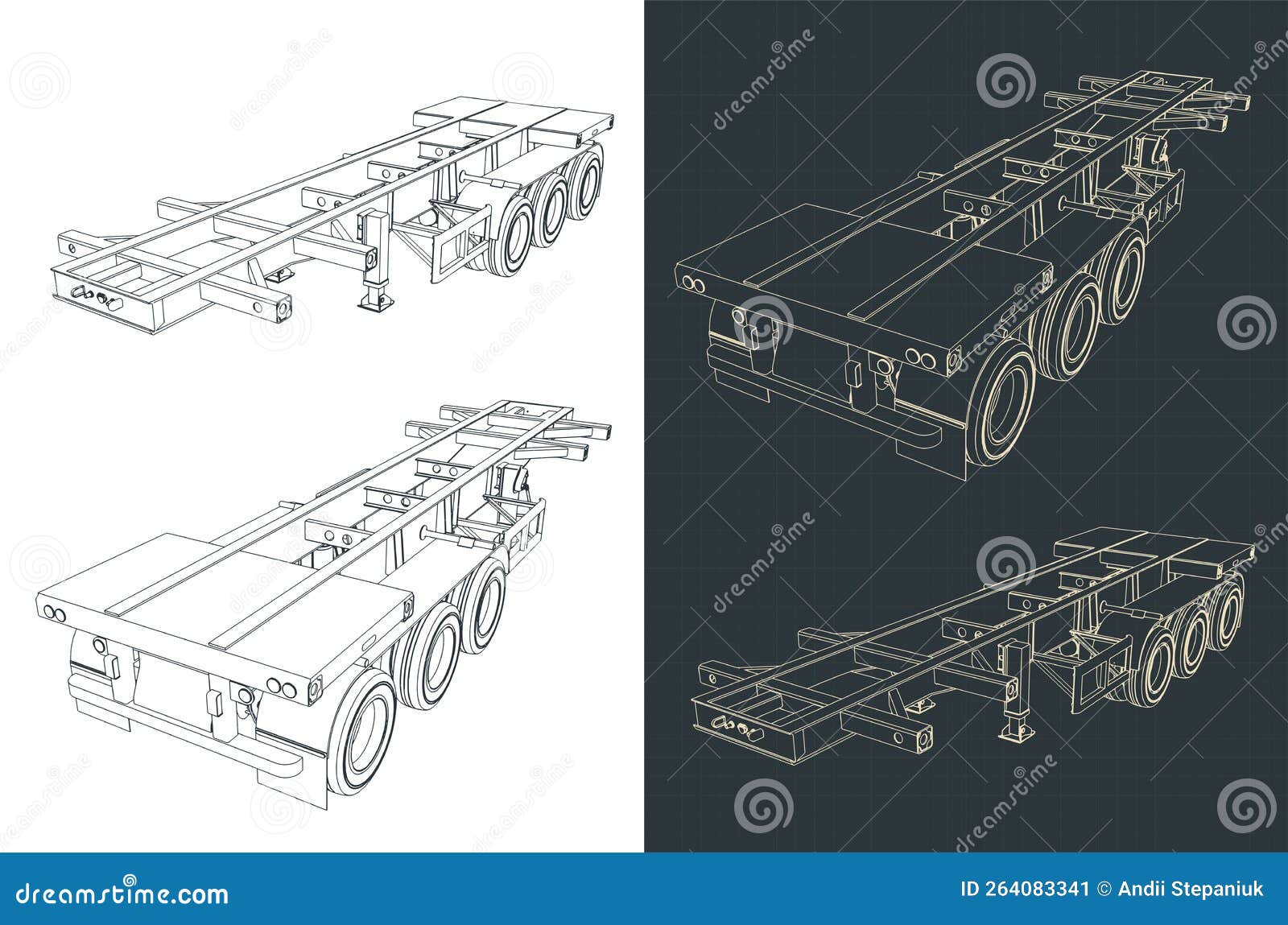 Trailer drawings stock vector. Illustration of cargo - 264083341