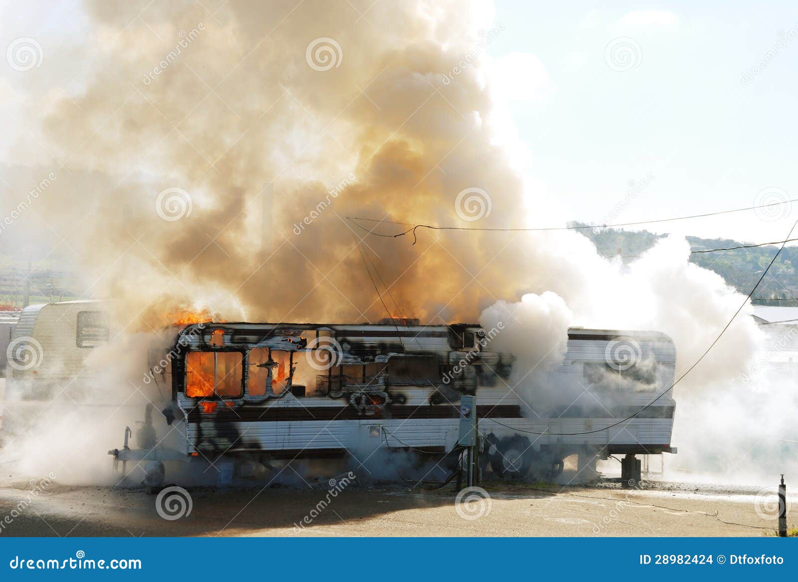 Trailer Fire stock photo. Image of trailer, burned, emergency - 28982424
