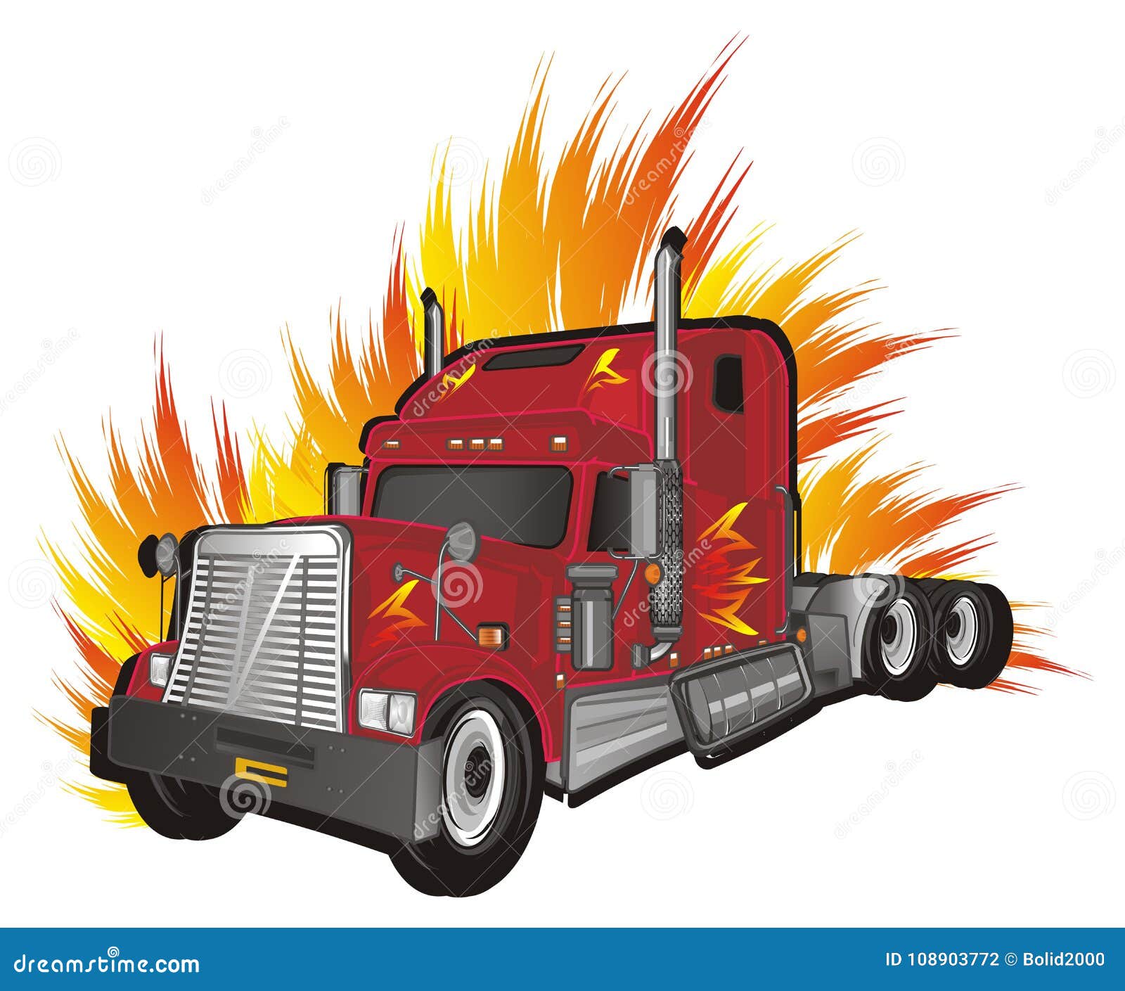 Trailer on fire stock illustration. Illustration of background - 108903772