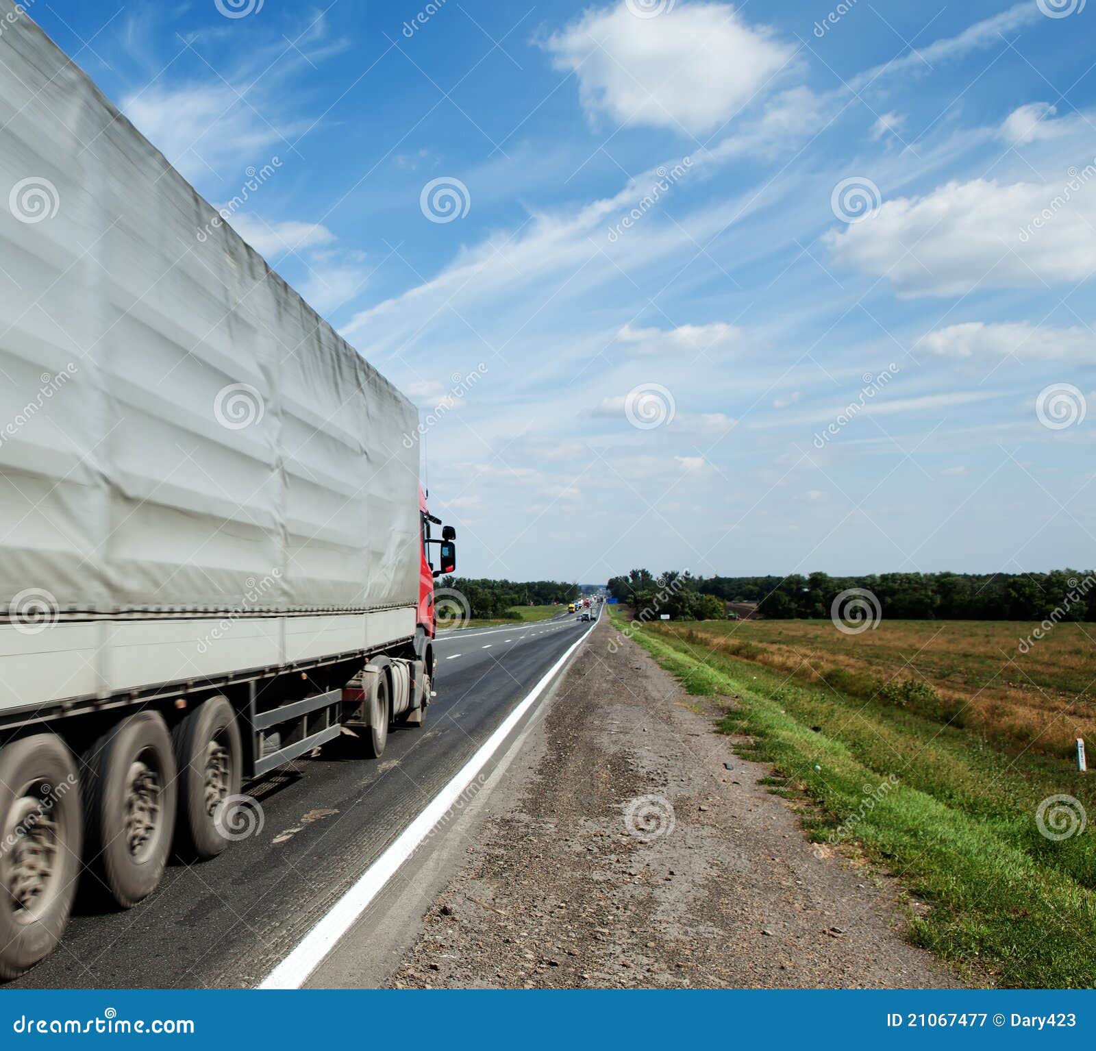 Trailer on a highway stock image. Image of field, nature - 21067477