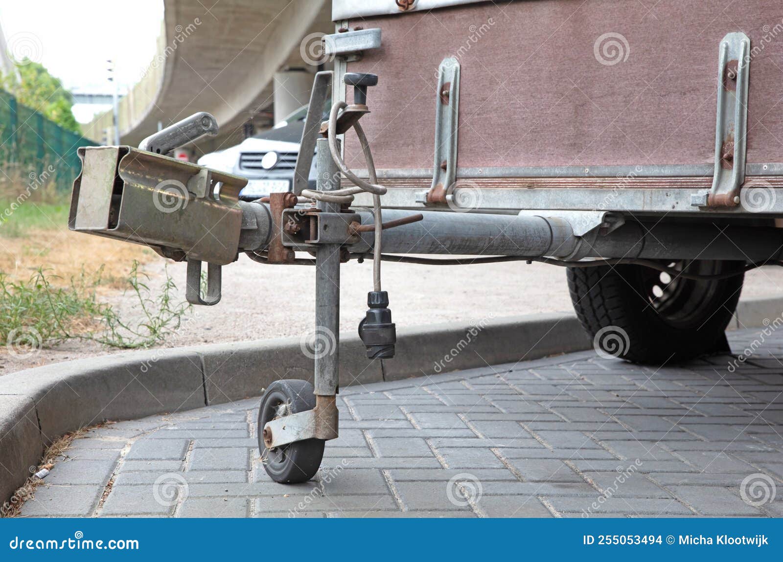 Trailer hitch on a trailer stock photo. Image of ball - 255053494