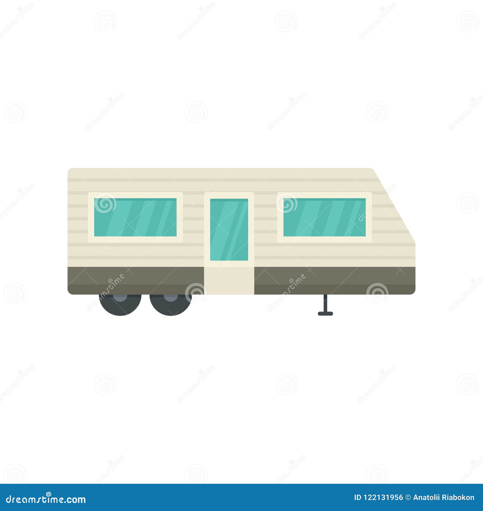 Trailer House Icon, Flat Style Stock Vector - Illustration of isolated ...
