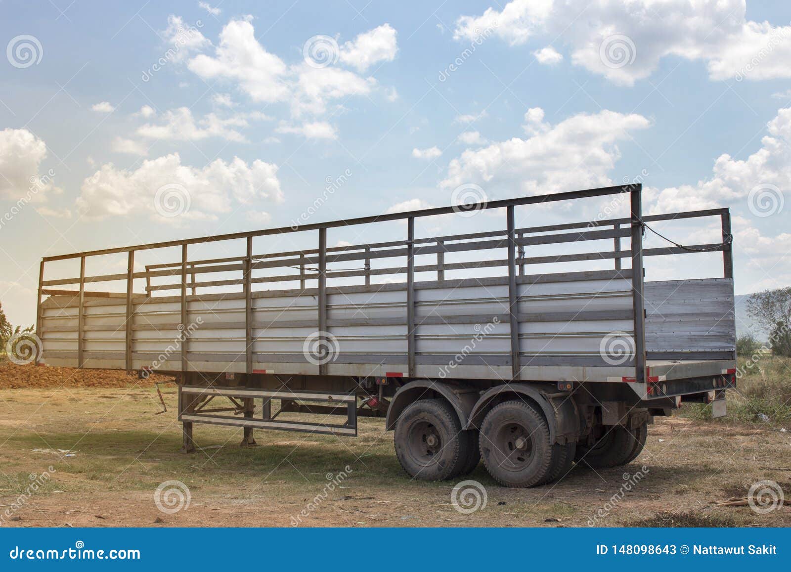 The Trailer is Parked in the Outdoor Courtyard Stock Image - Image of ...
