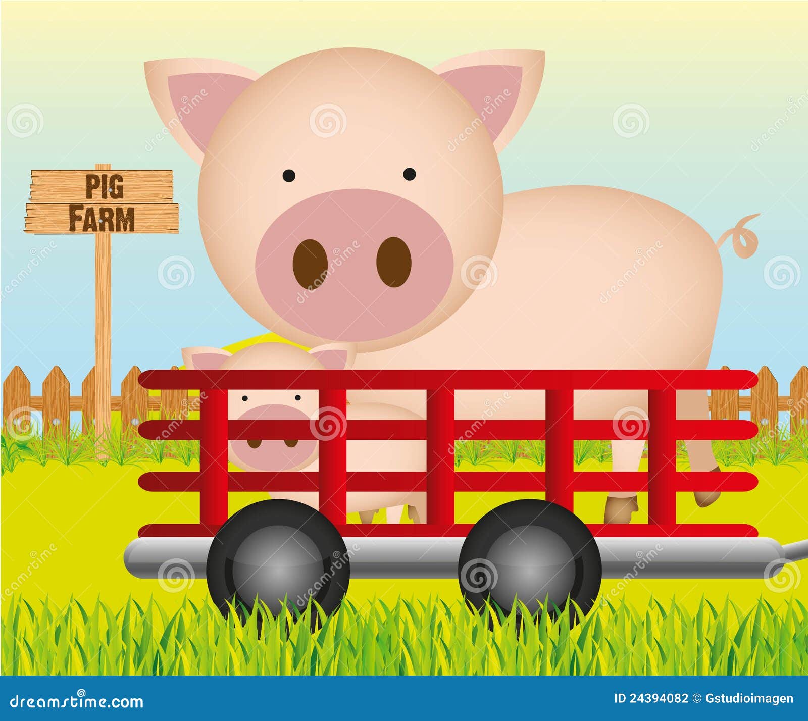 Trailer with Pig Farm Background, Stock Vector - Illustration of ...