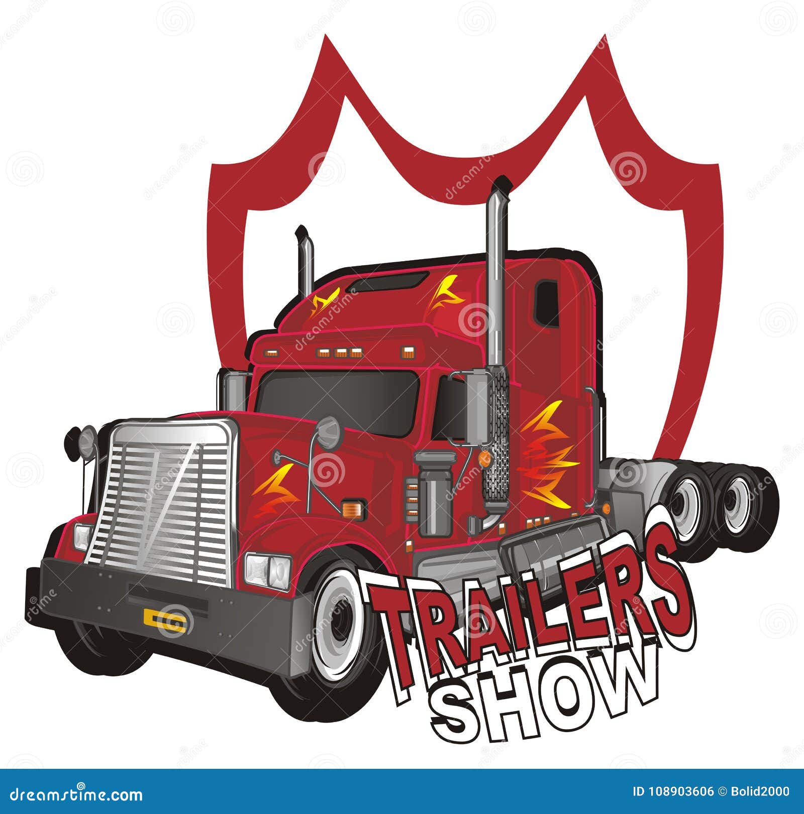 Trailer and red icon stock illustration. Illustration of truck - 108903606