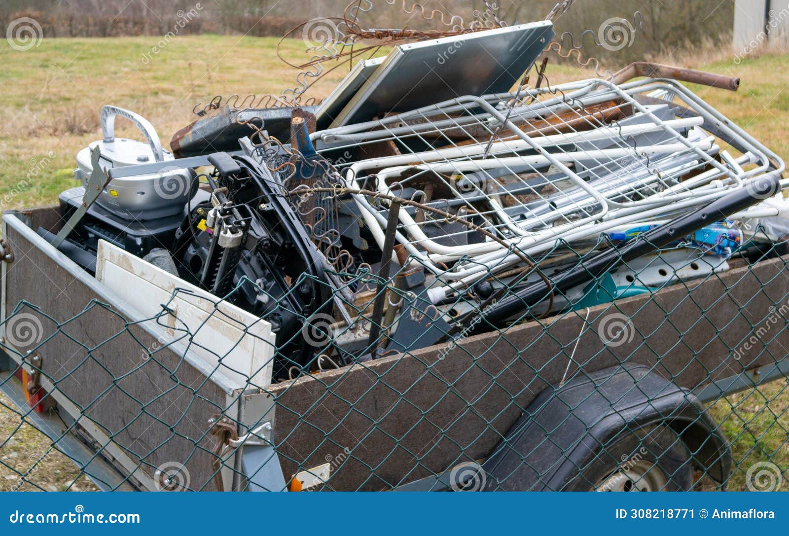 Trailer with Scrap Metal for the Recycling Center Stock Image - Image ...
