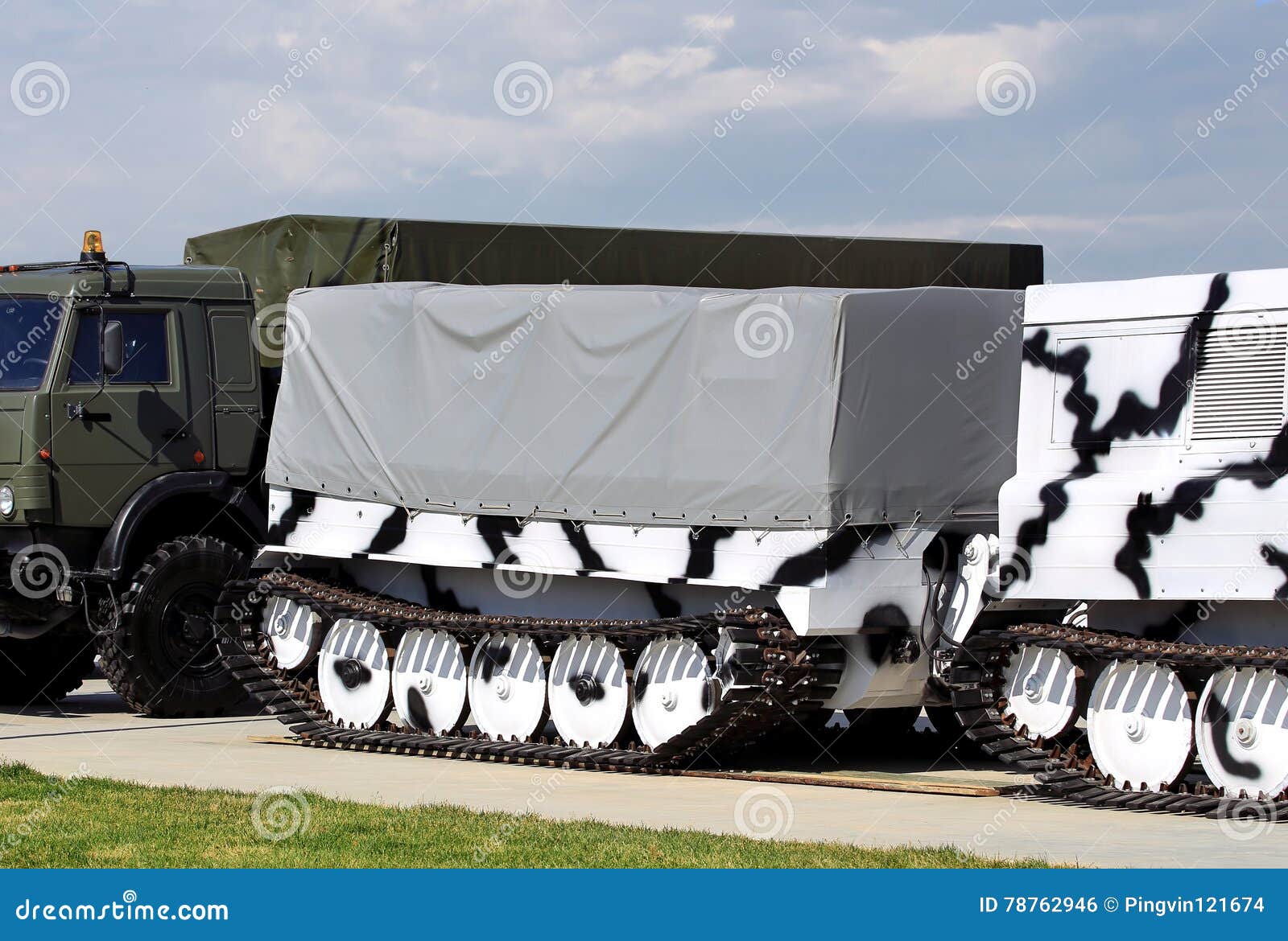 Trailer for Terrain Vehicle on Tracks Stock Photo - Image of tank ...