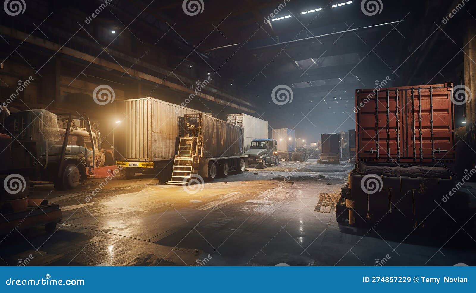 Trailer Truck Parked Loading at Dock Warehouse. Generative AI Stock ...