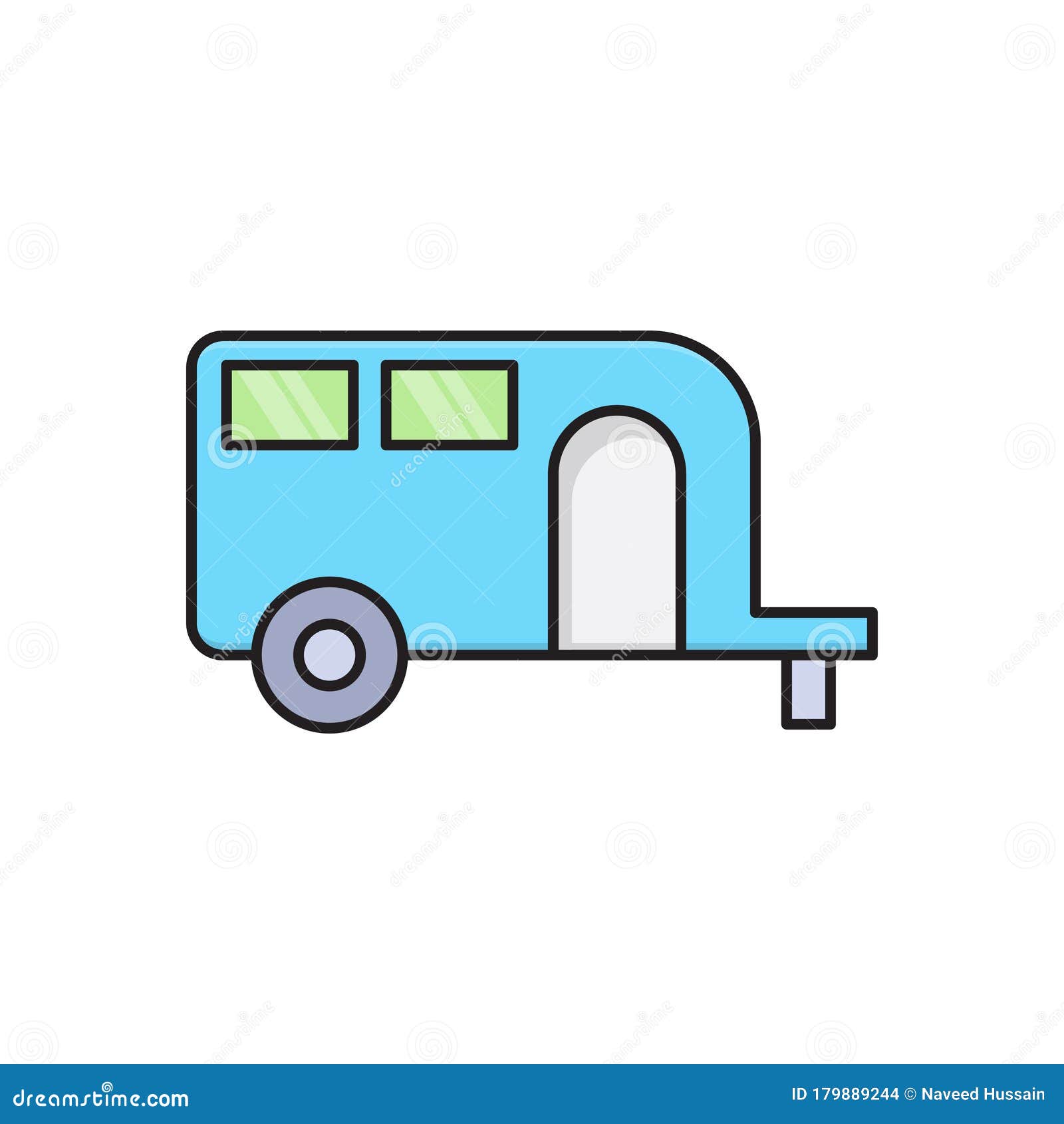 Trailer Vector Flat Color Icon Stock Vector - Illustration of caravan ...