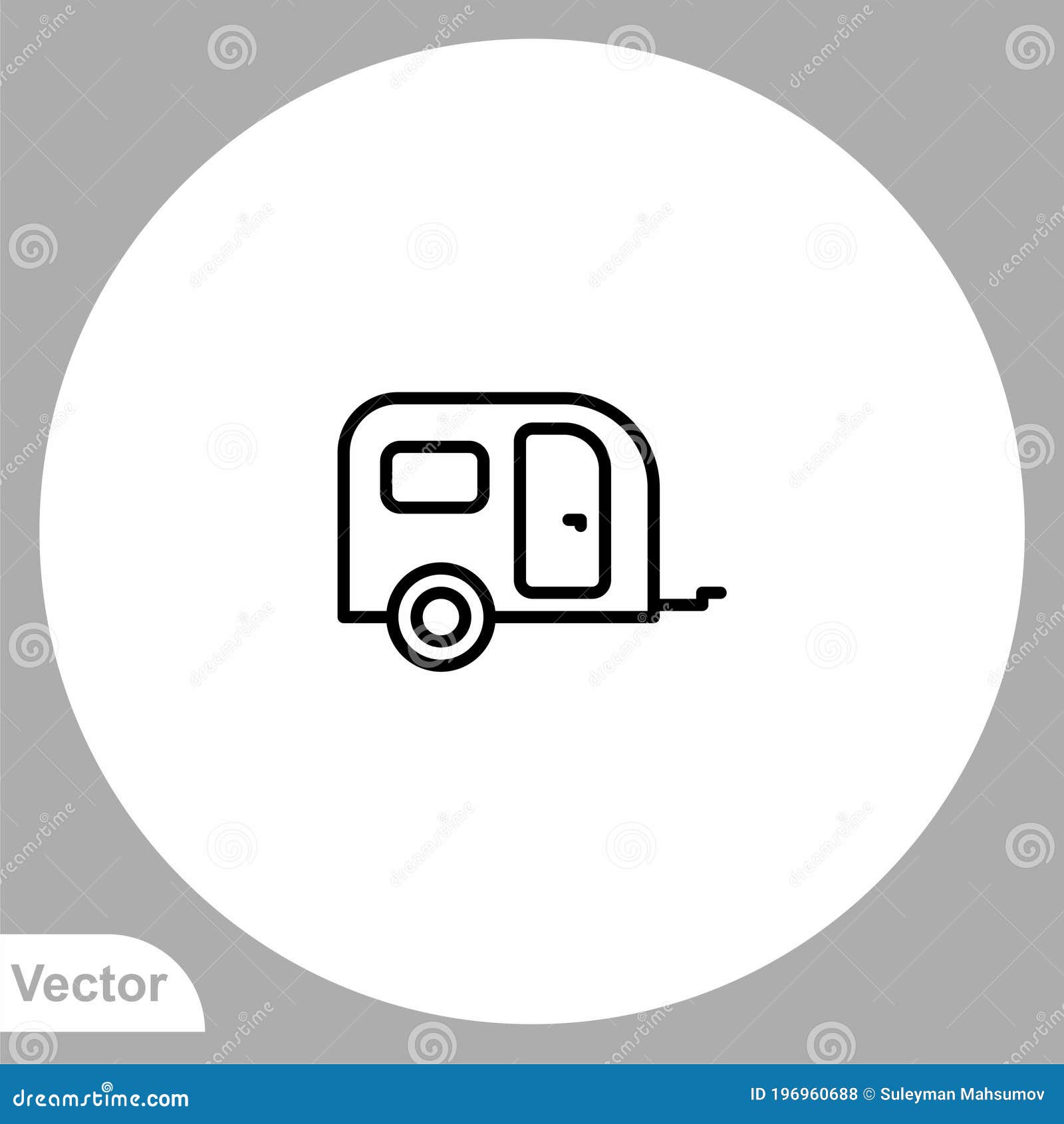 Trailer Vector Icon Sign Symbol Stock Vector - Illustration of concrete ...