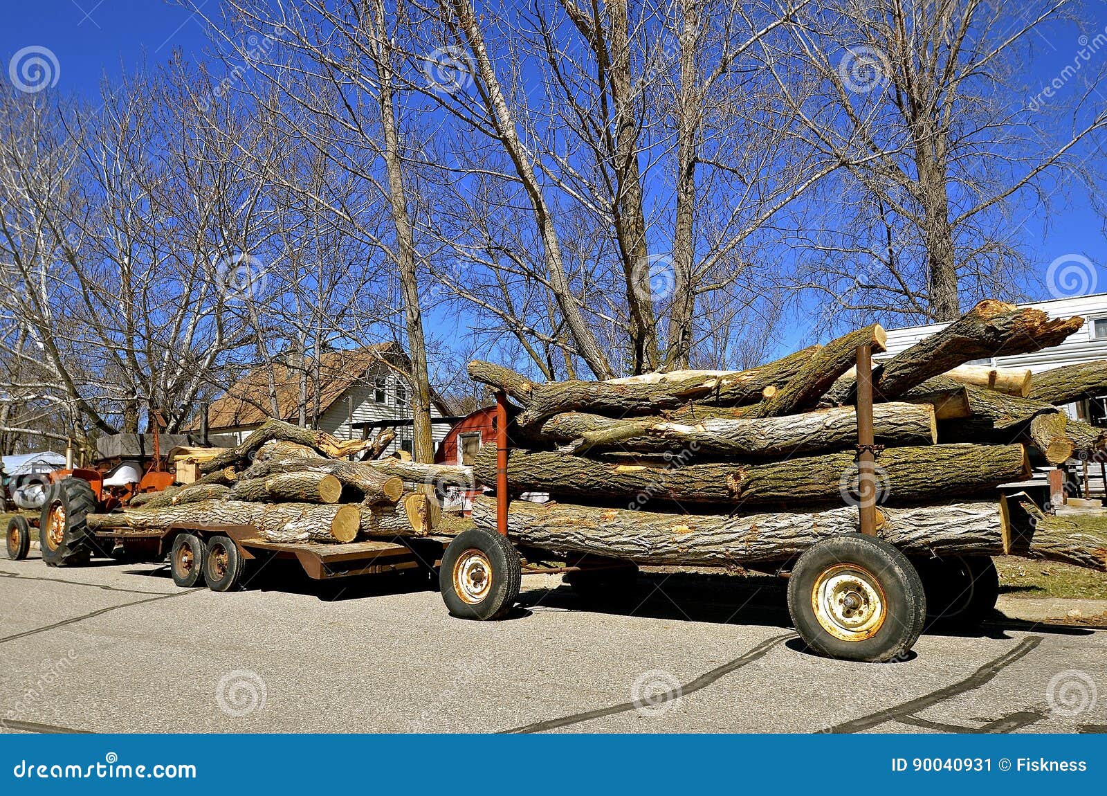 Trailers Loaded with Tree Trunks Stock Image - Image of countryside ...