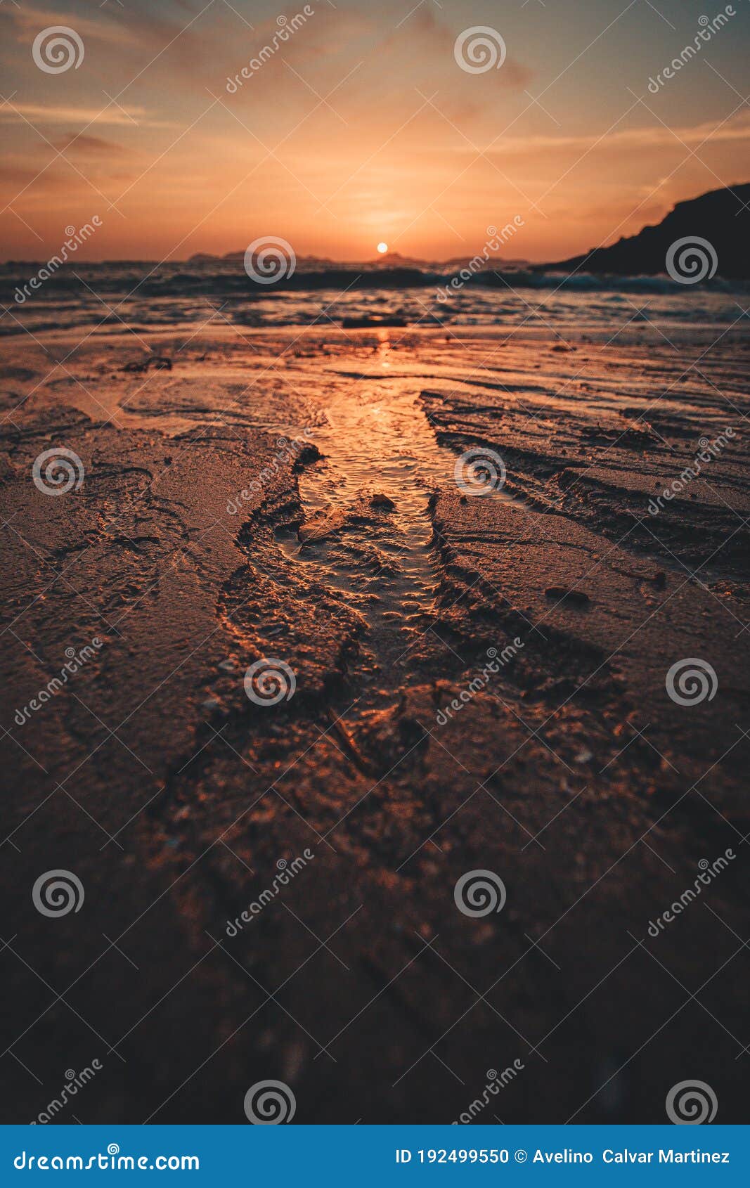 Trails on the Beach during a Sunset Stock Photo - Image of landscape ...