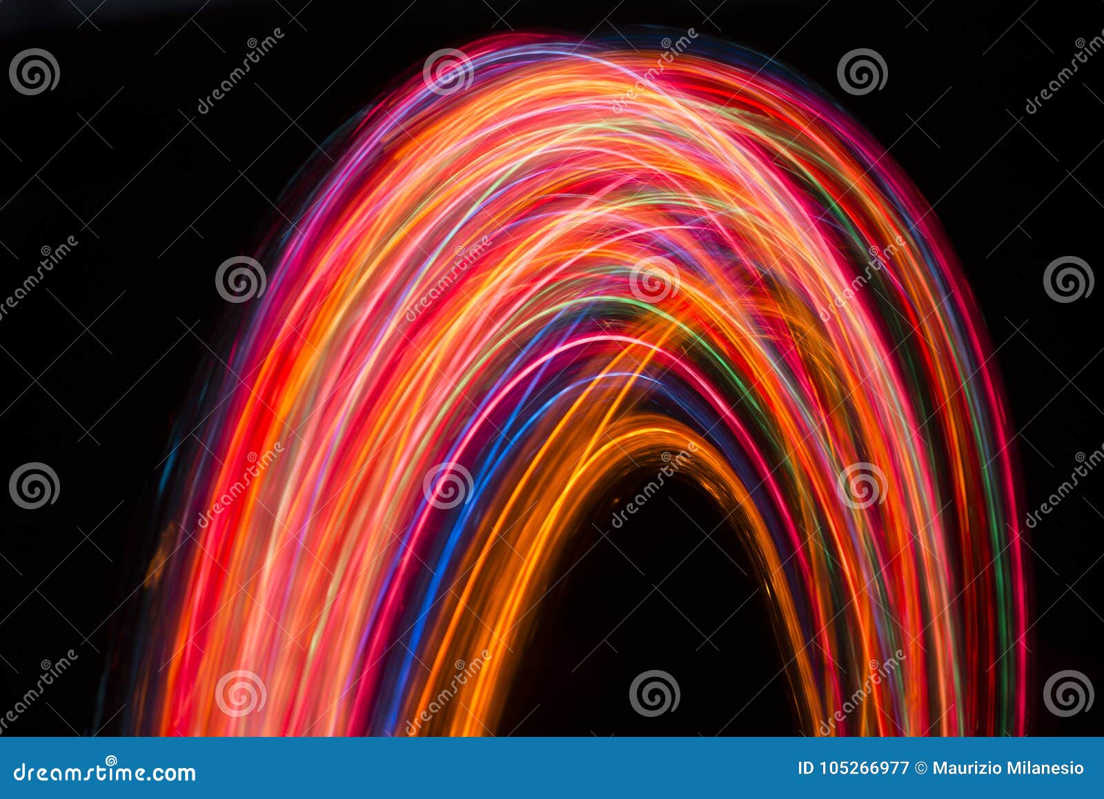 Trails of Multicolored Radial Lights Blurred on Black Stock Image ...