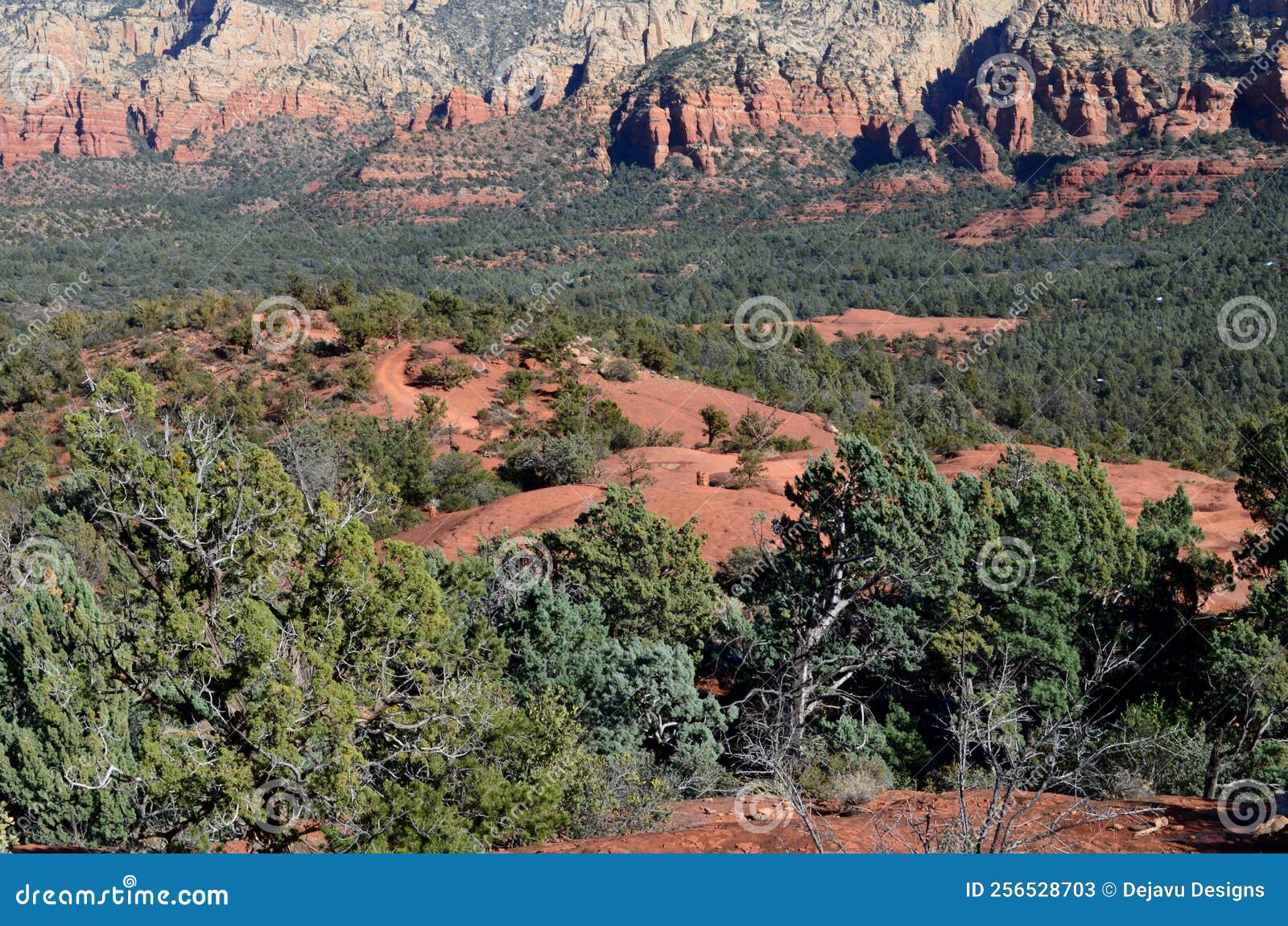 Trails and Roads through a Valley in the Red Rock Stock Image - Image ...
