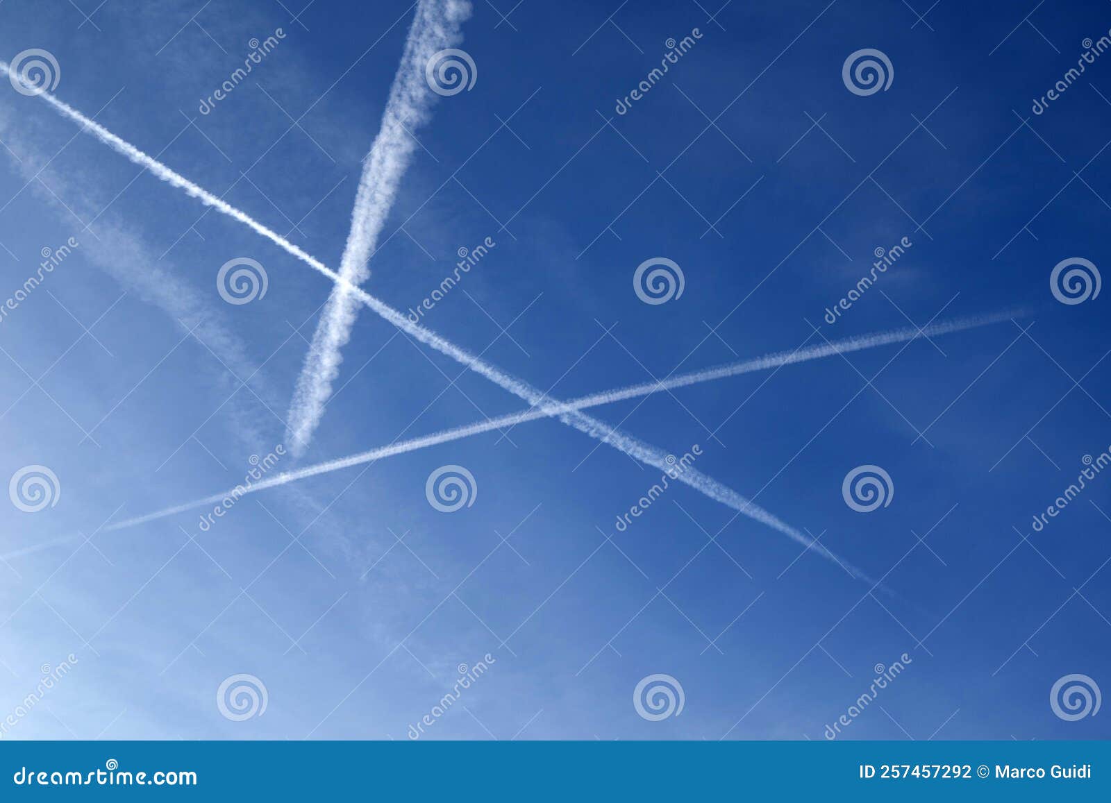 The Trails in the Sky that Leave the Planes in Flight Stock Photo ...