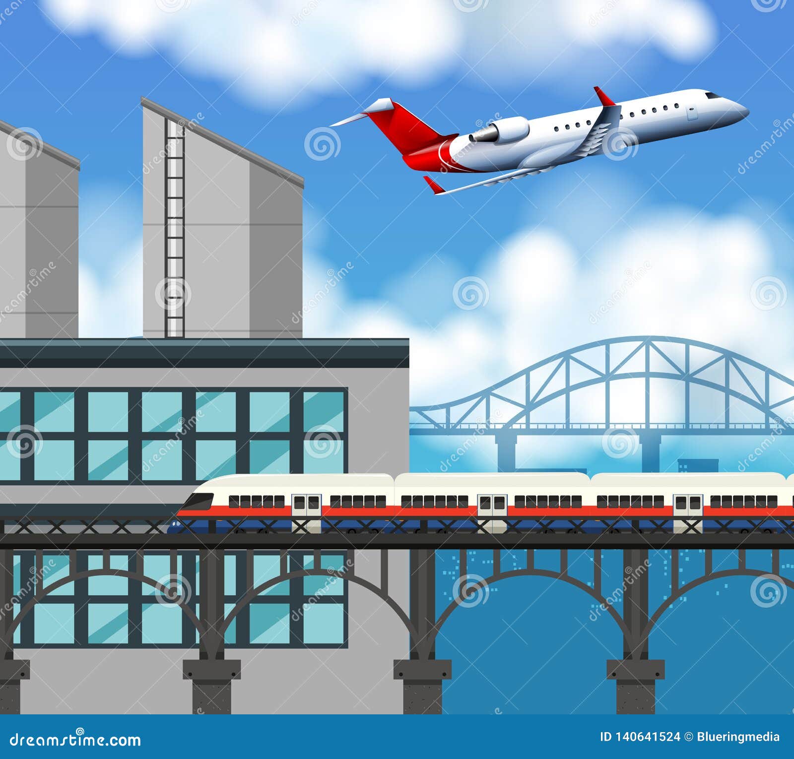 Airport Scene. The Plane Is On The Runway. Aviation Transportation ...