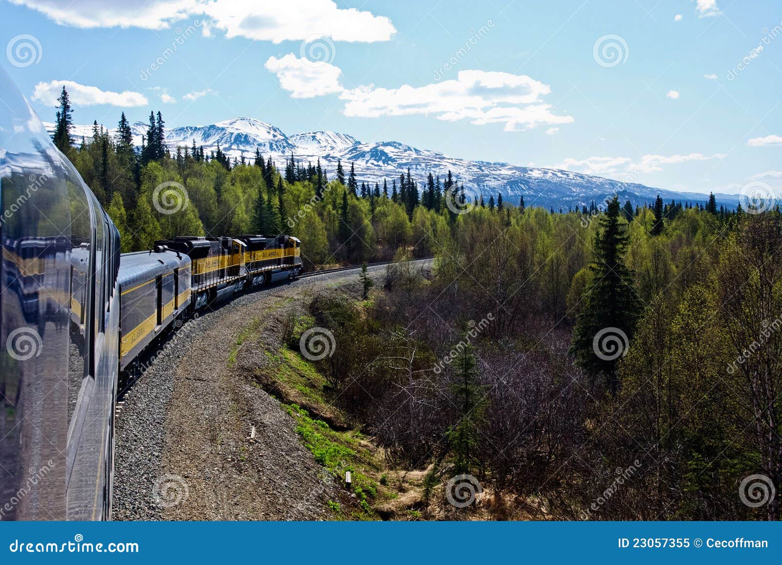 Train through Alaska stock image. Image of mountains - 23057355