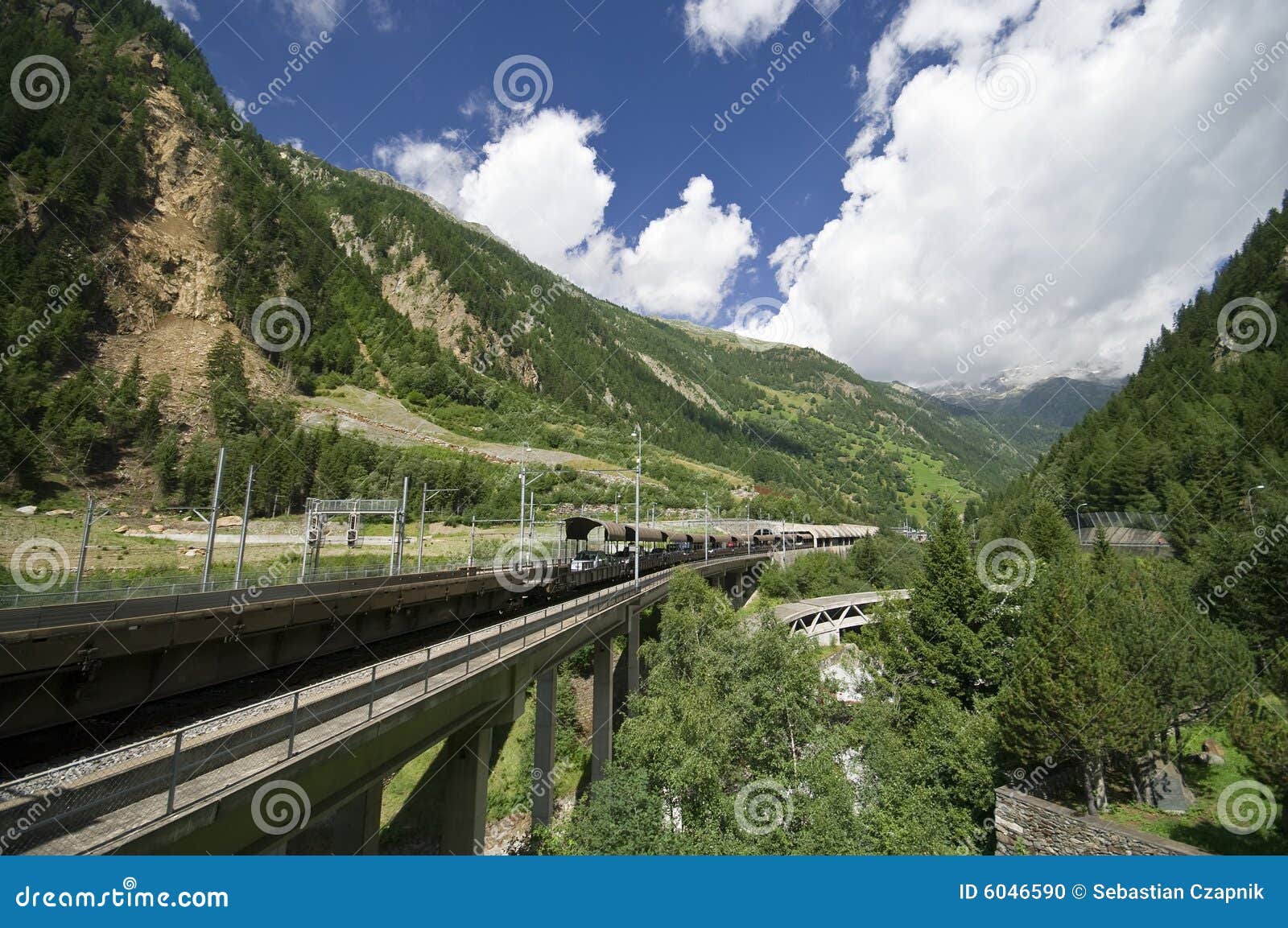 Train through Alps stock photo. Image of landscape, line - 6046590