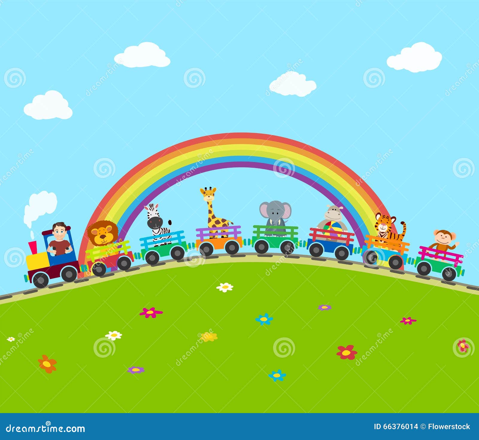 Train with animals stock vector. Illustration of locomotive - 66376014