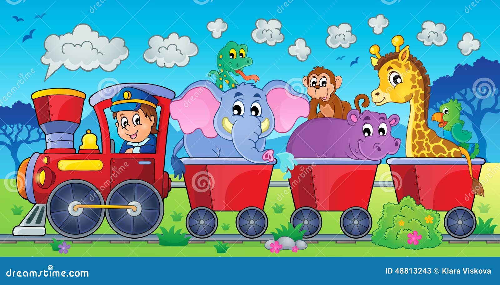 Train Animals Cartoon Vector | CartoonDealer.com #16706253