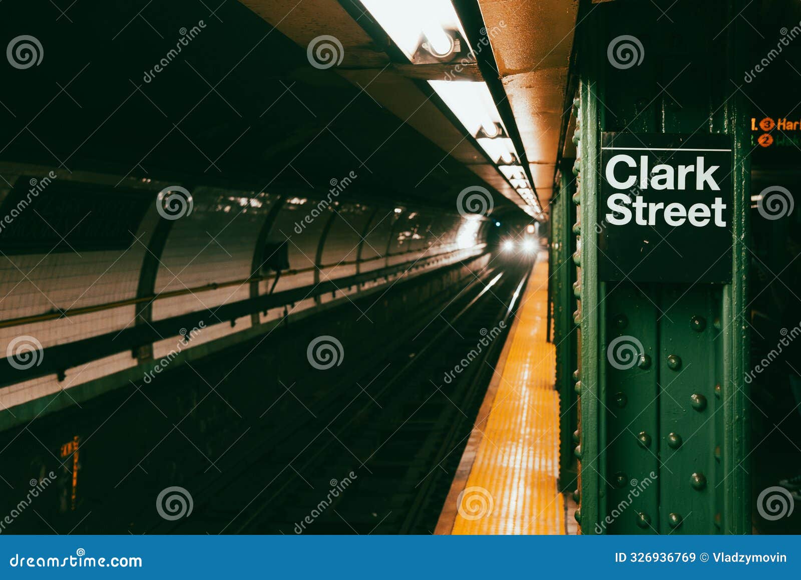 Train Approaching Clark Street Subway Station in New York Stock Image ...