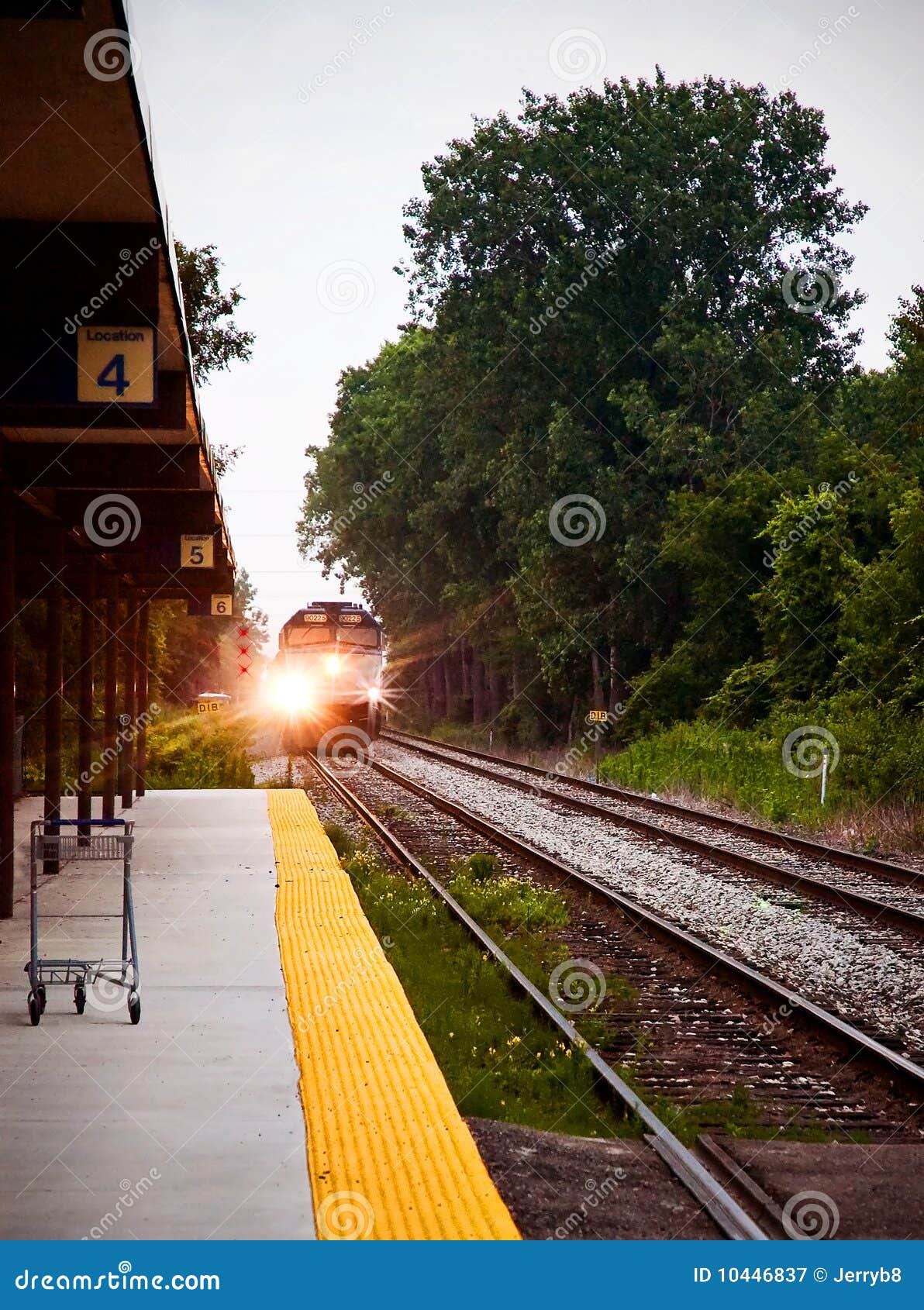 Train approaching station stock image. Image of edge - 10446837