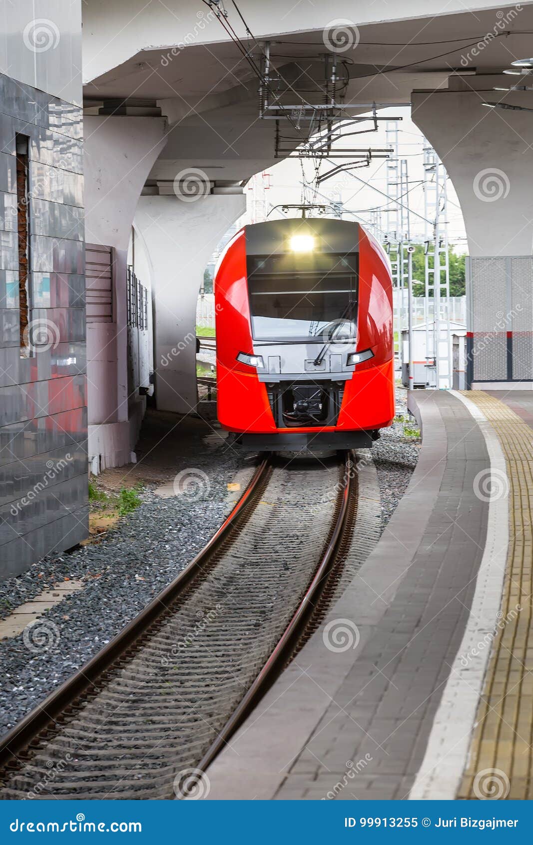 Train Approaching the Train Station Stock Image - Image of road ...