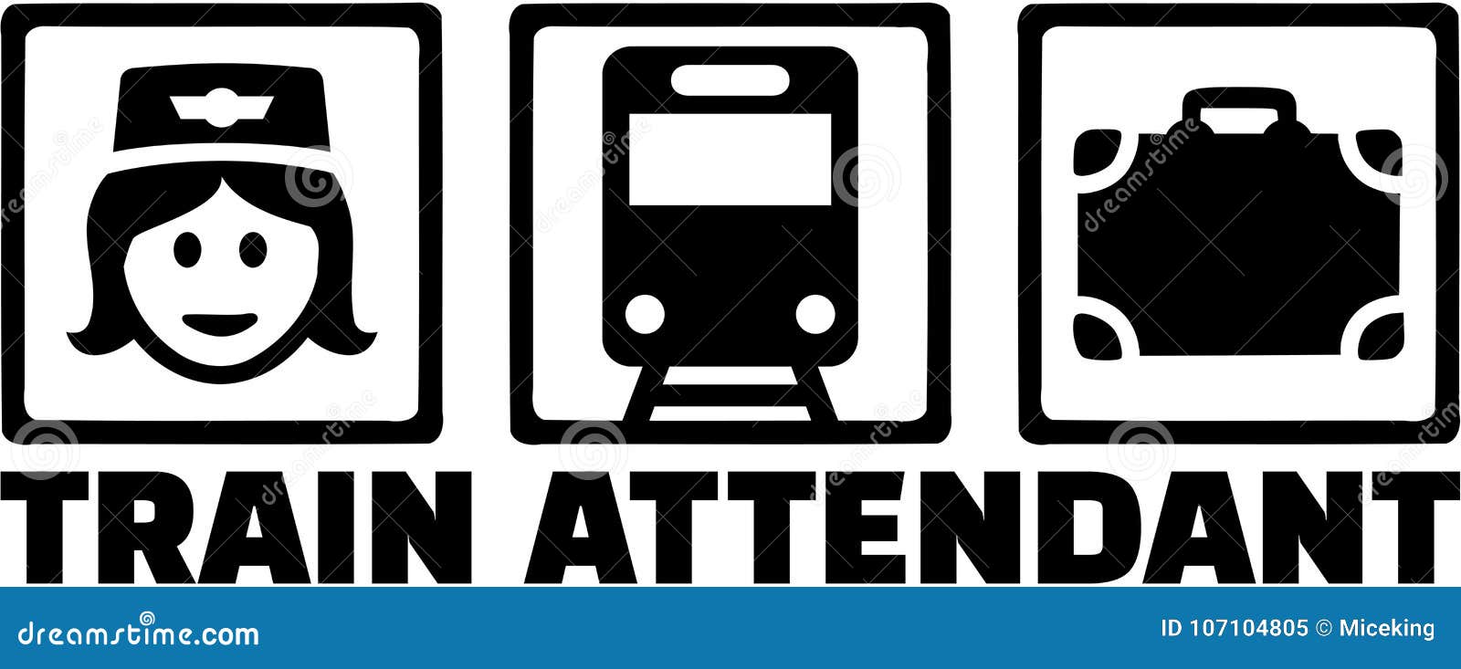 Train Attendant Job Title with Icons Stock Vector - Illustration of ...
