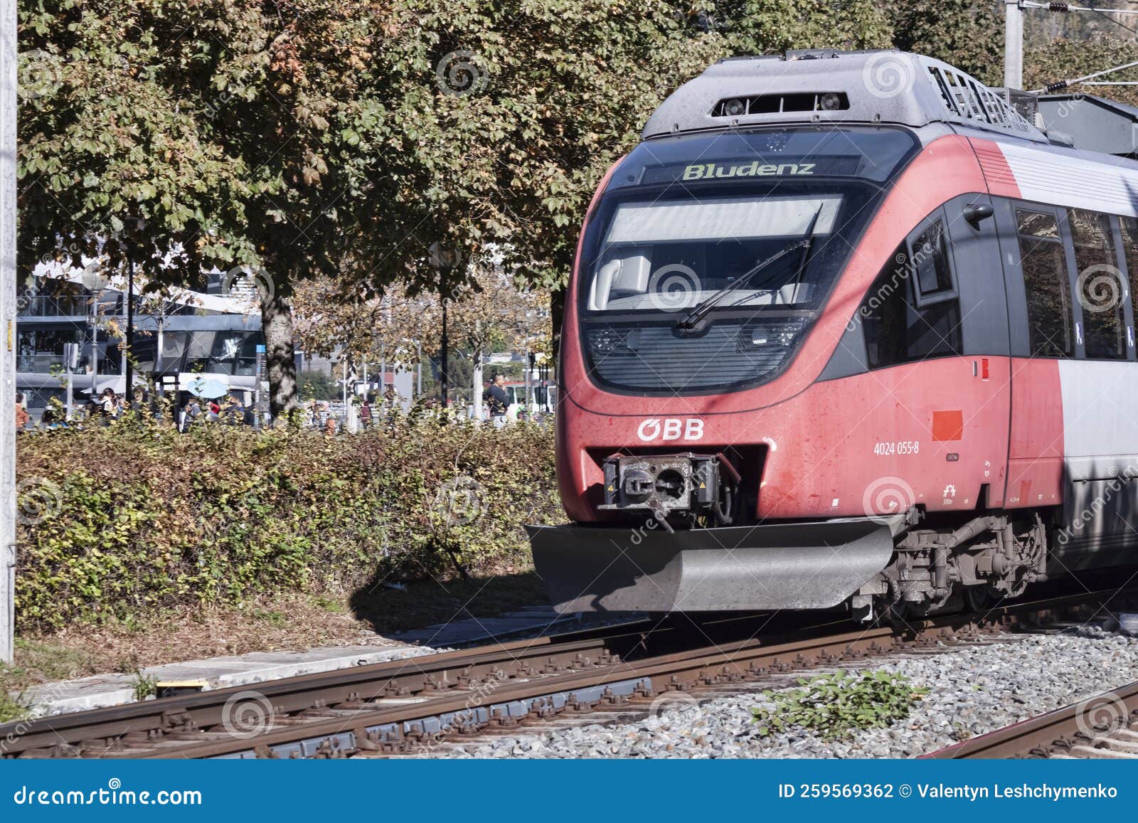 Train of the Austrian Railway on the Way To the Station in Bregenz ...