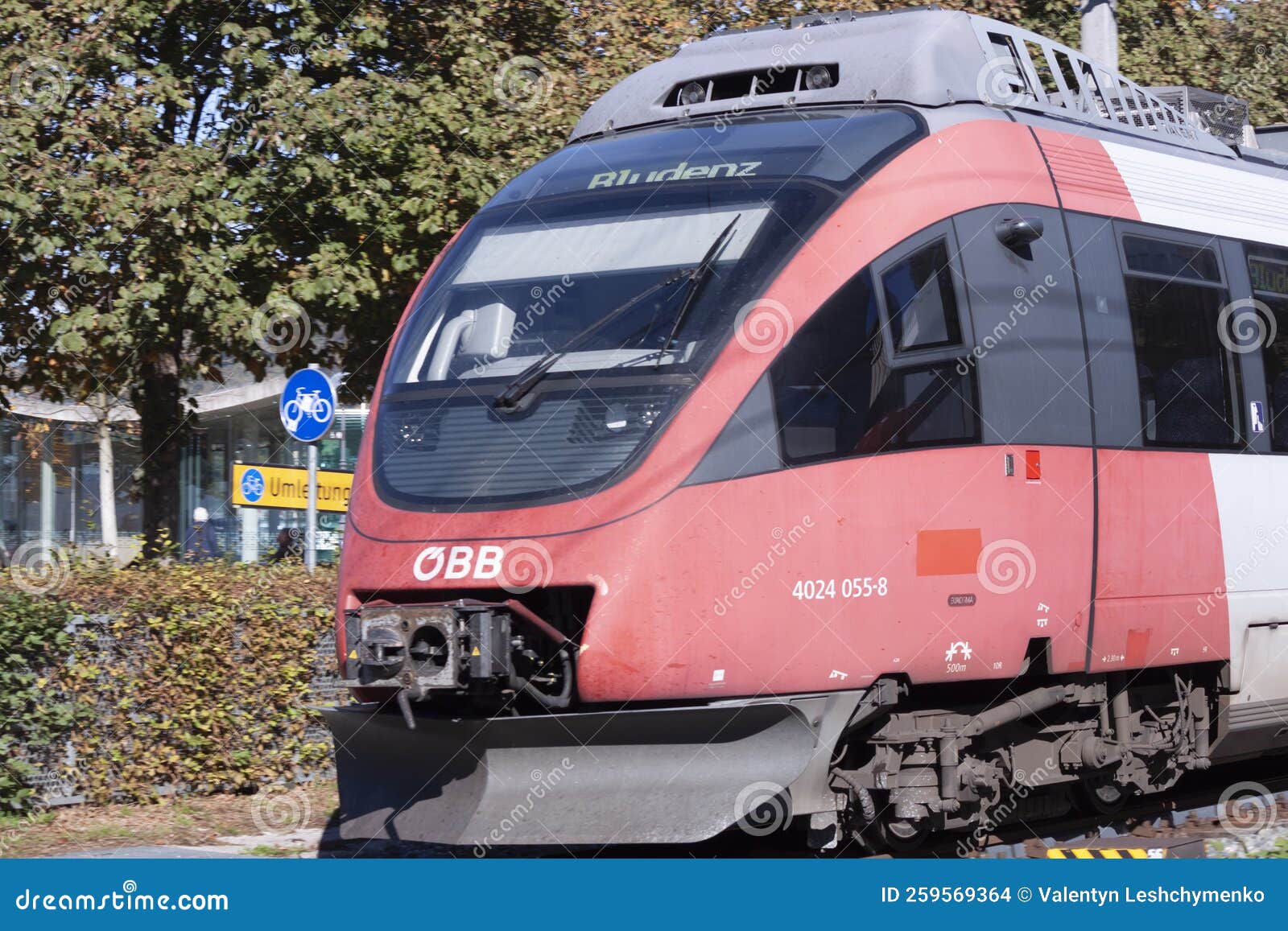 Train of the Austrian Railway on the Way To the Station in Bregenz ...
