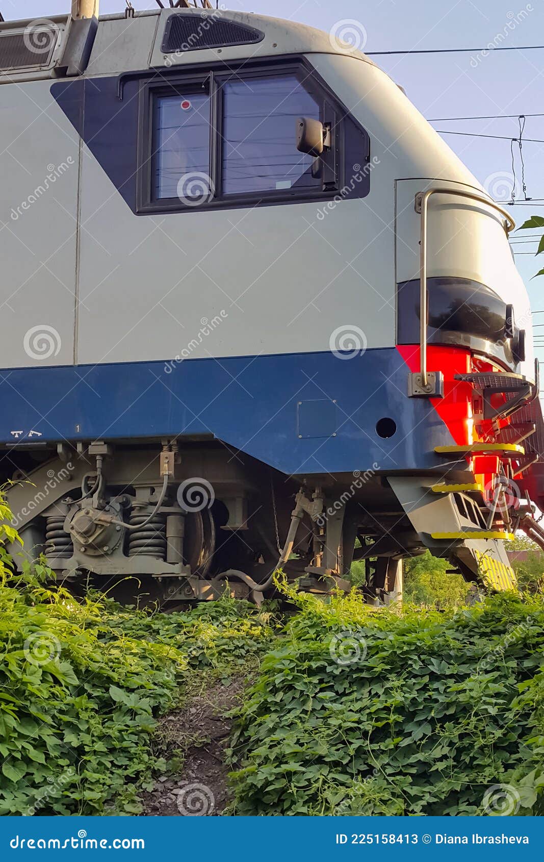 Train Bottom and Side View Stands on the Tracks. Stock Image - Image of ...