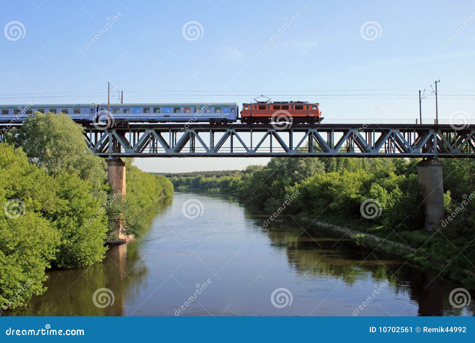 Train on the bridge stock image. Image of express, horizontal - 10702561