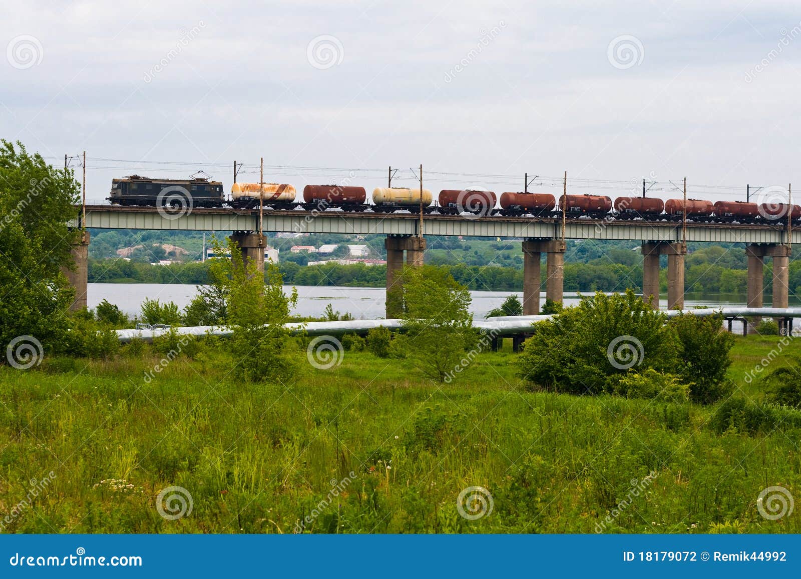Train on the bridge stock photo. Image of locomotive - 18179072