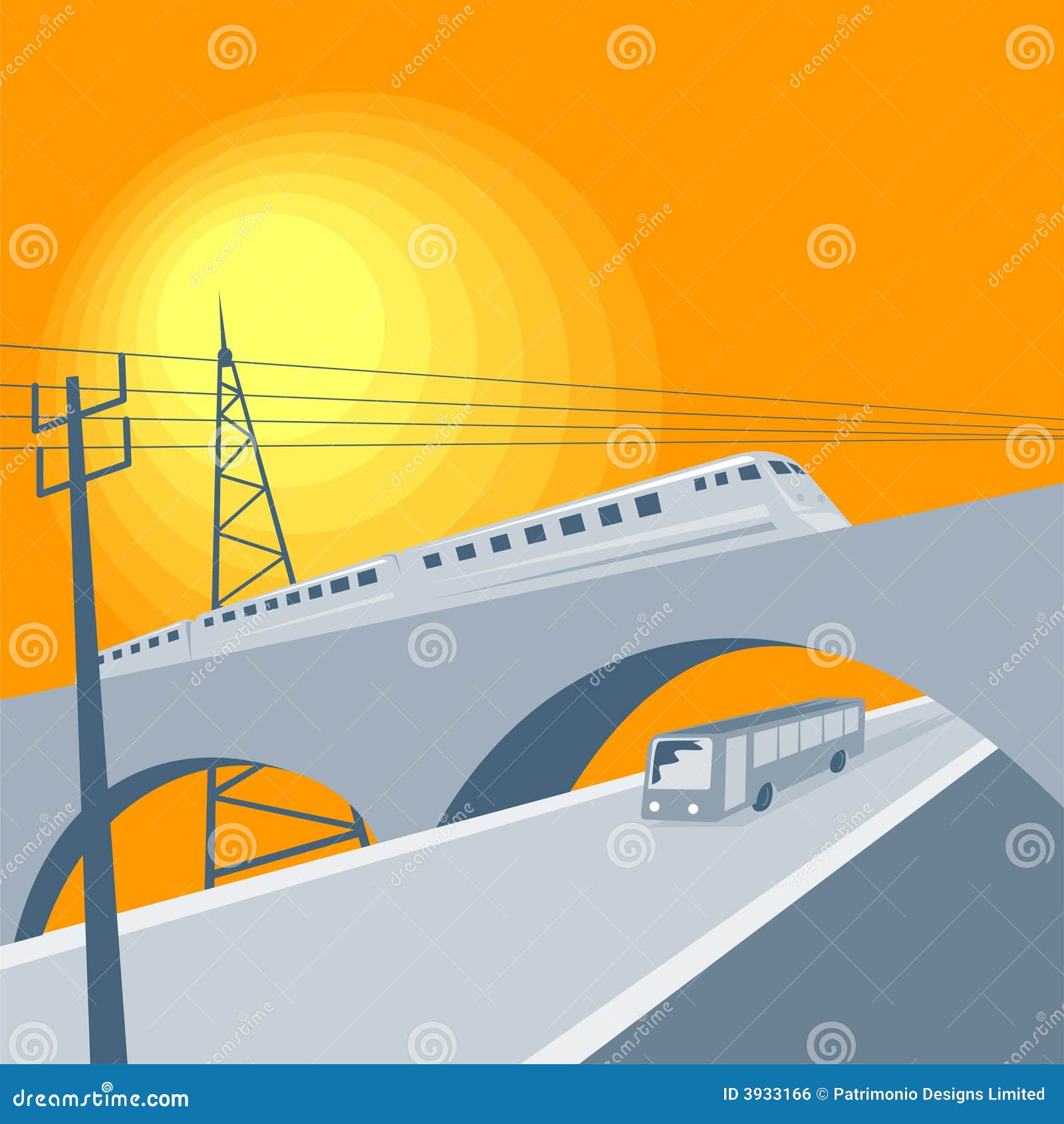 Train on bridge stock vector. Illustration of bridge, tracks - 3933166