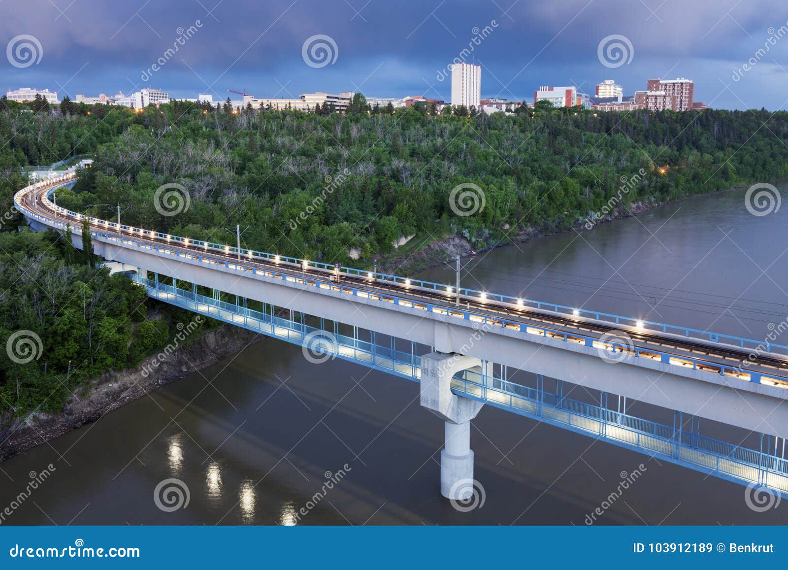 Train bridge in Edmonton stock image. Image of train - 103912189