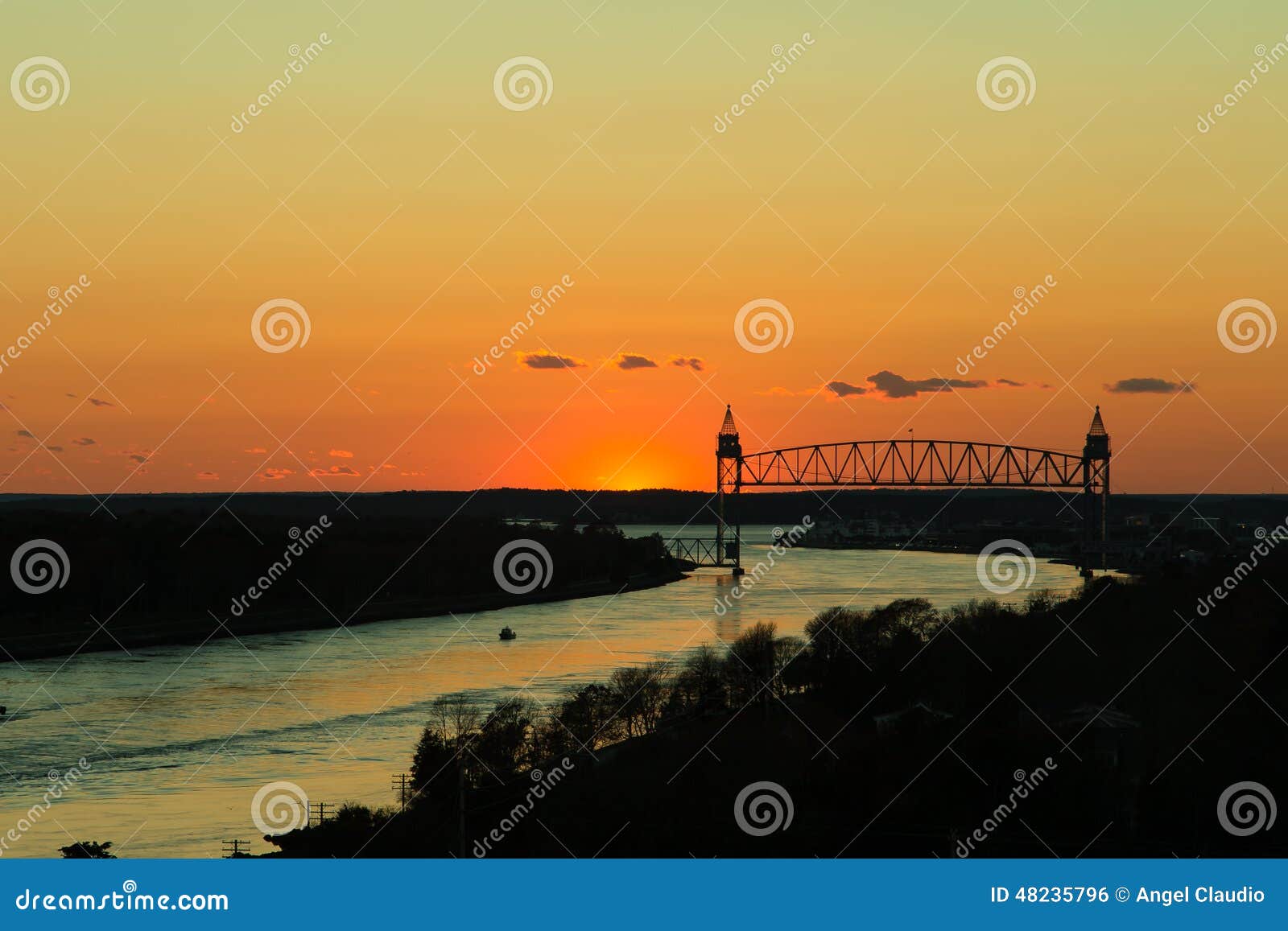 Train Bridge Over Cape Cod Canal at Sunset Stock Photo - Image of ...