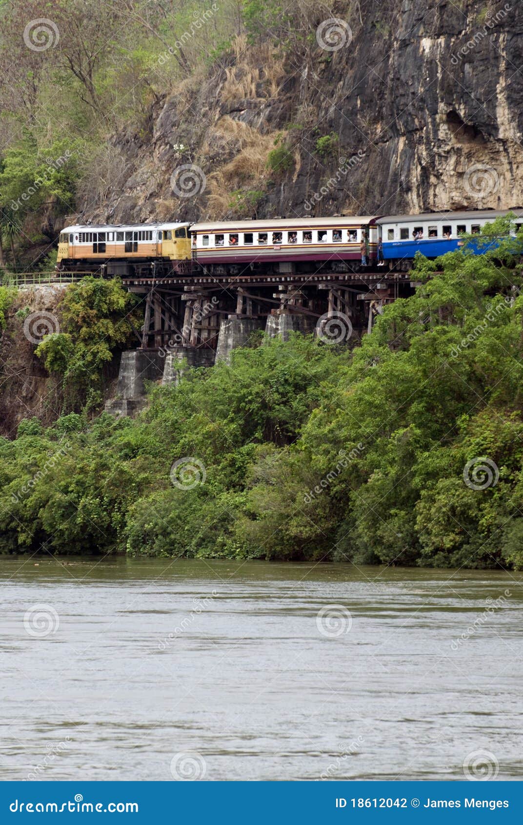 Train on Bridge over River stock photo. Image of trains - 18612042