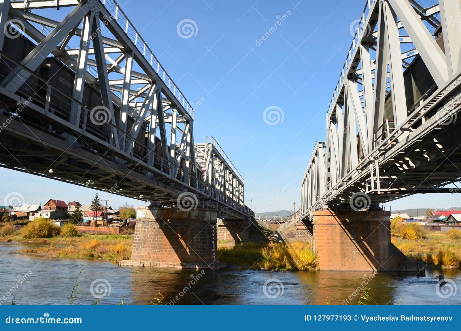 Train bridges with trains stock image. Image of grey - 127977193