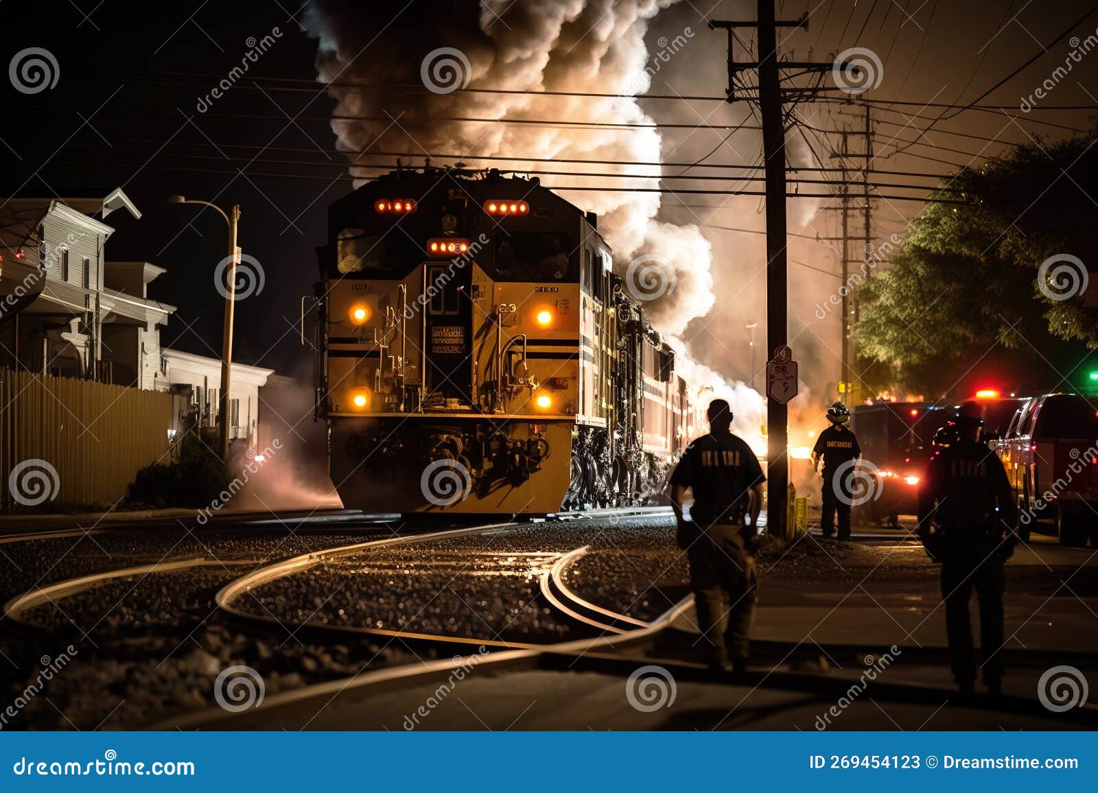 Train Burning Fire Explosion in the Night Stock Illustration ...