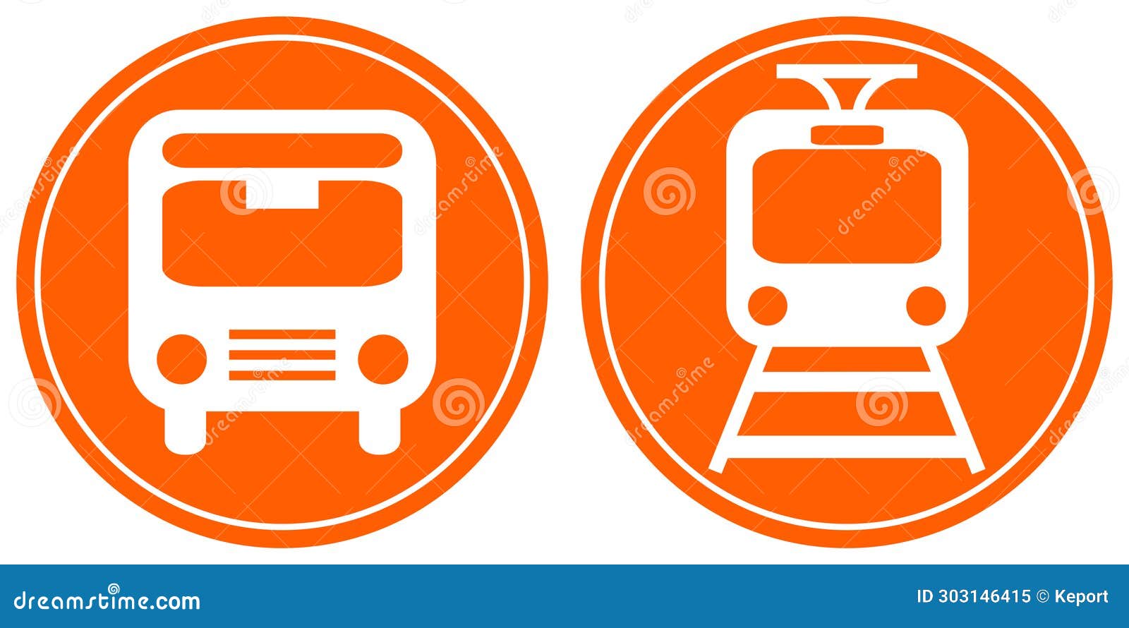 Train and Bus Icon on Red Round Buttons Stock Illustration ...