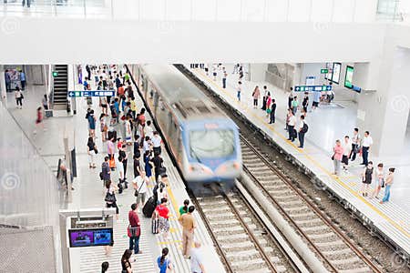 Train into the Busy Station, China Editorial Image - Image of engine ...