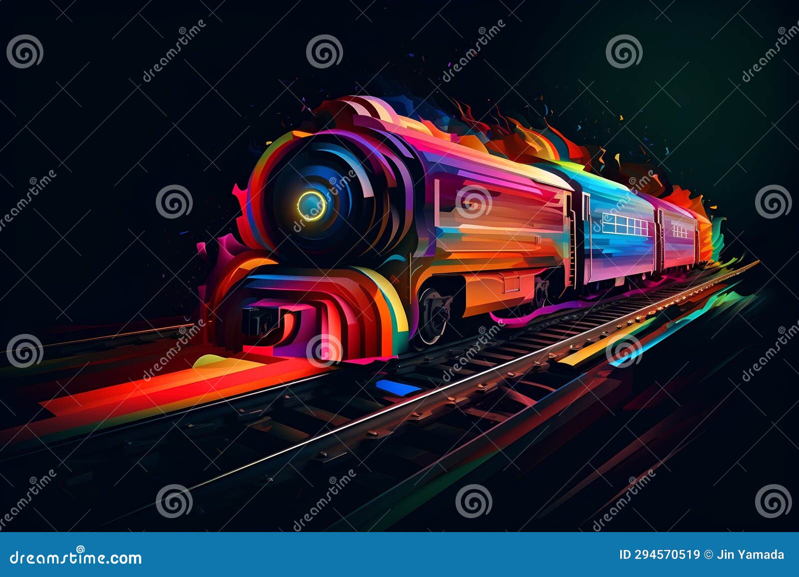 Train with a Camera on the Rails. Colorful Vector Illustration Stock ...