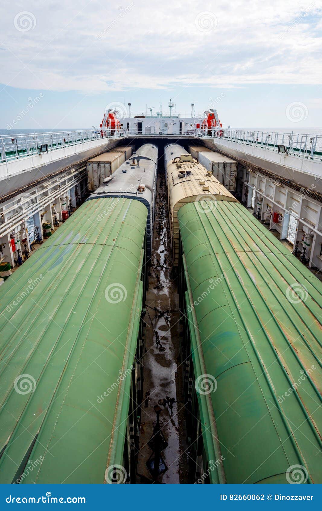 Train on the cargo vessel stock photo. Image of freight - 82660062