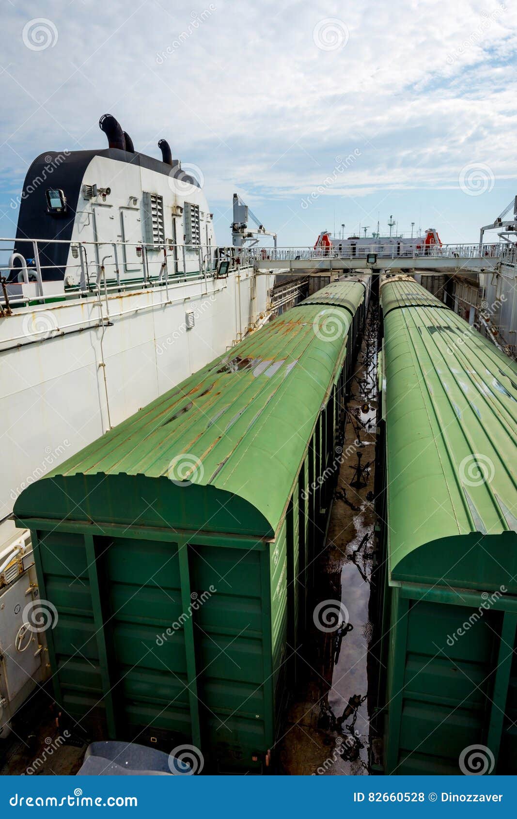 Train on the cargo vessel stock photo. Image of marine - 82660528