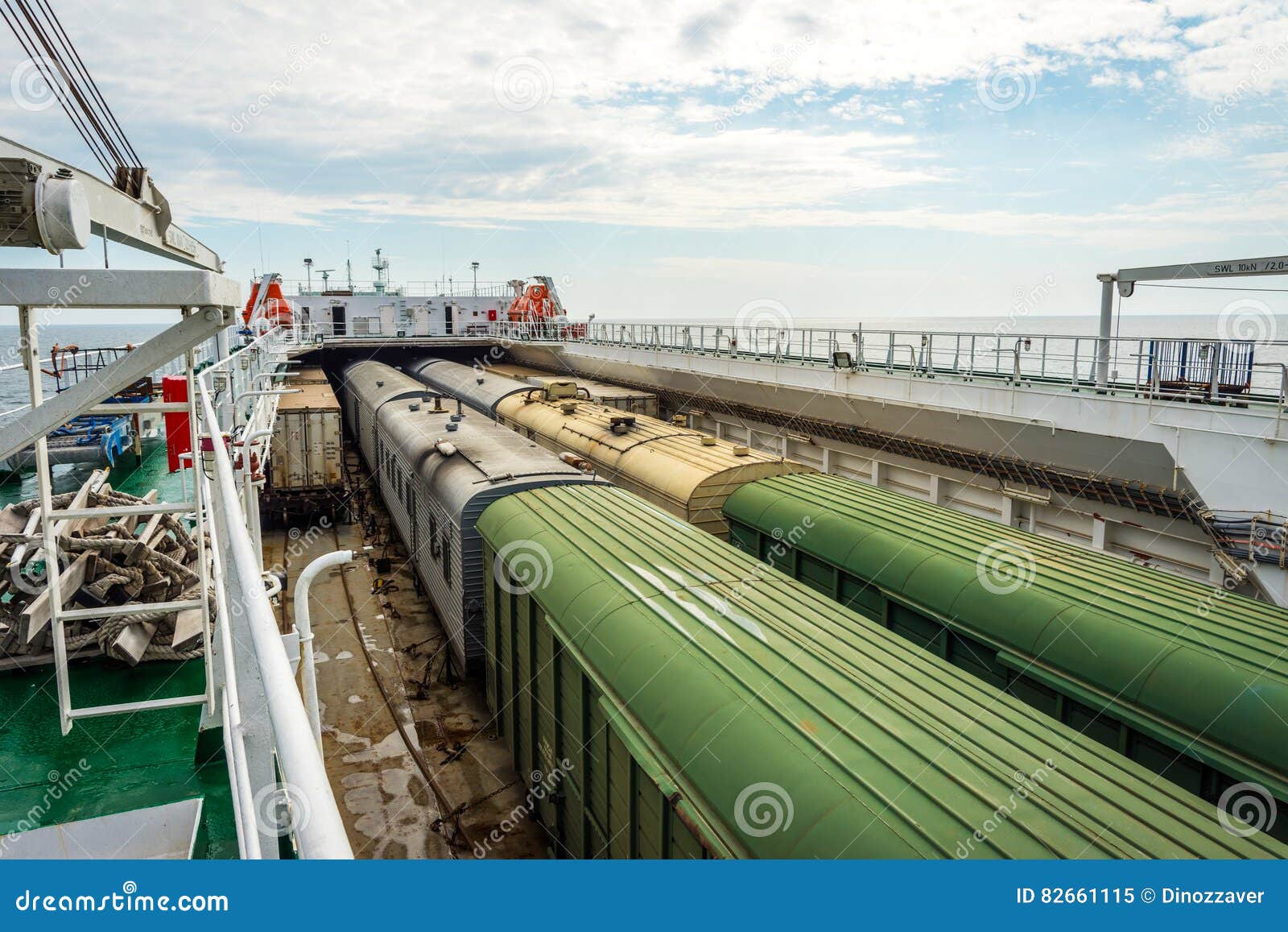 Train on the cargo vessel stock image. Image of plane - 82661115