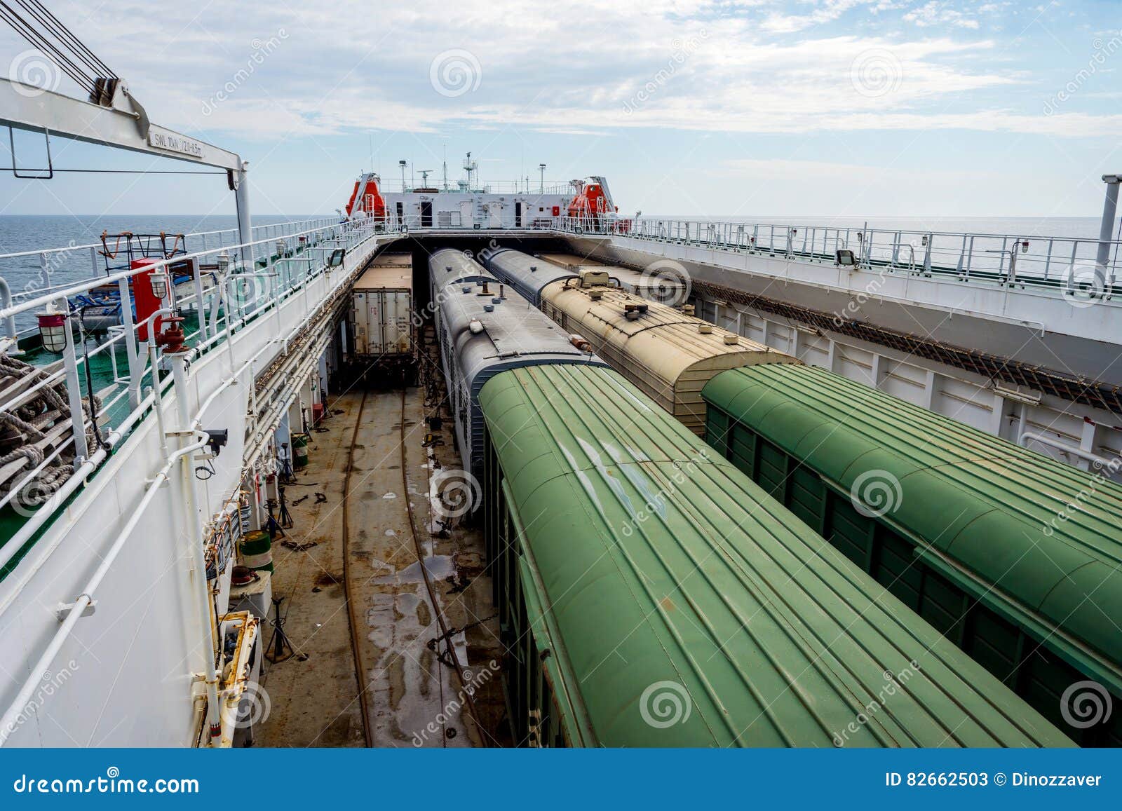 Train on the cargo vessel stock image. Image of carrier - 82662503