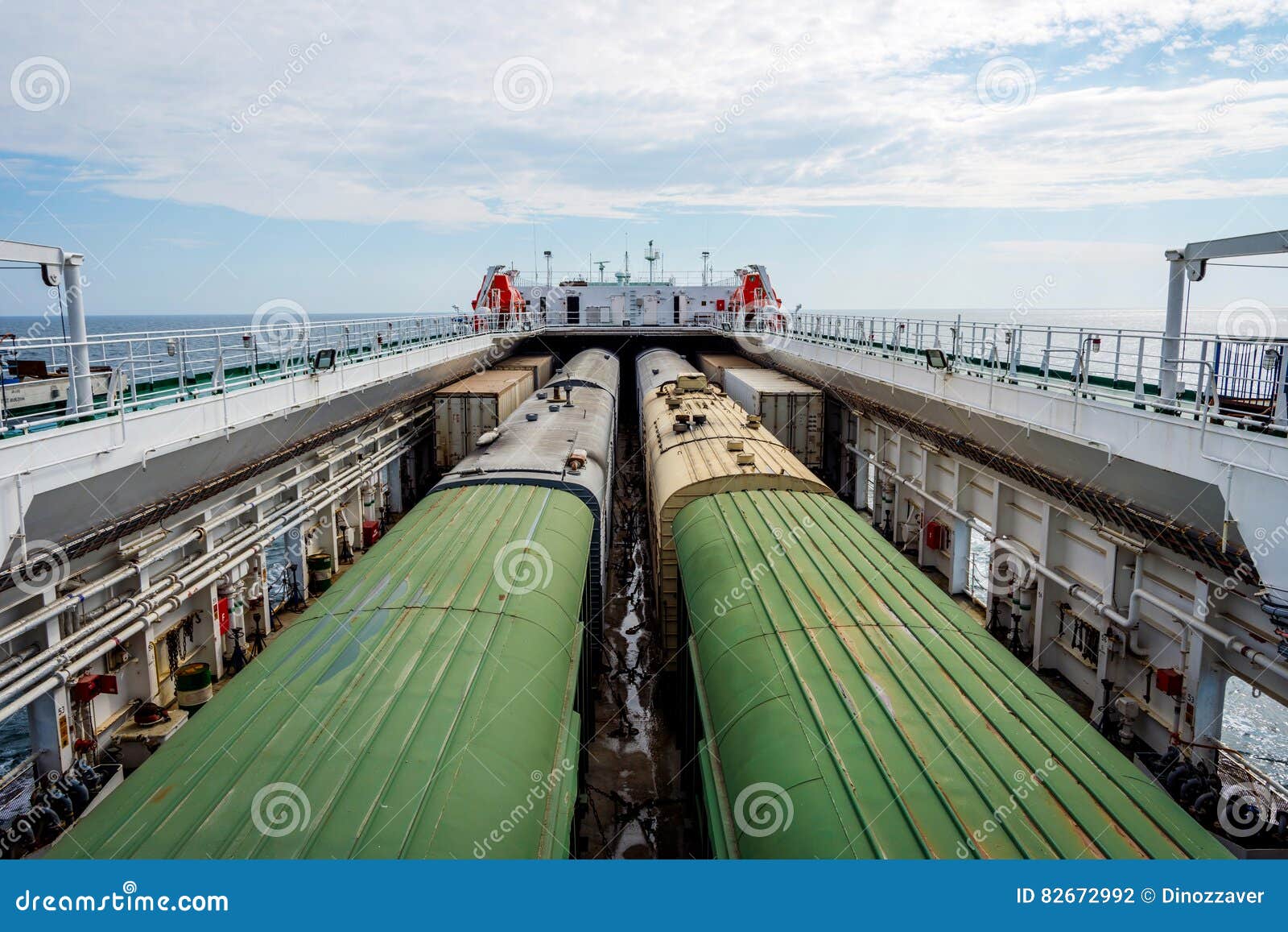 Train on the cargo vessel stock photo. Image of container - 82672992
